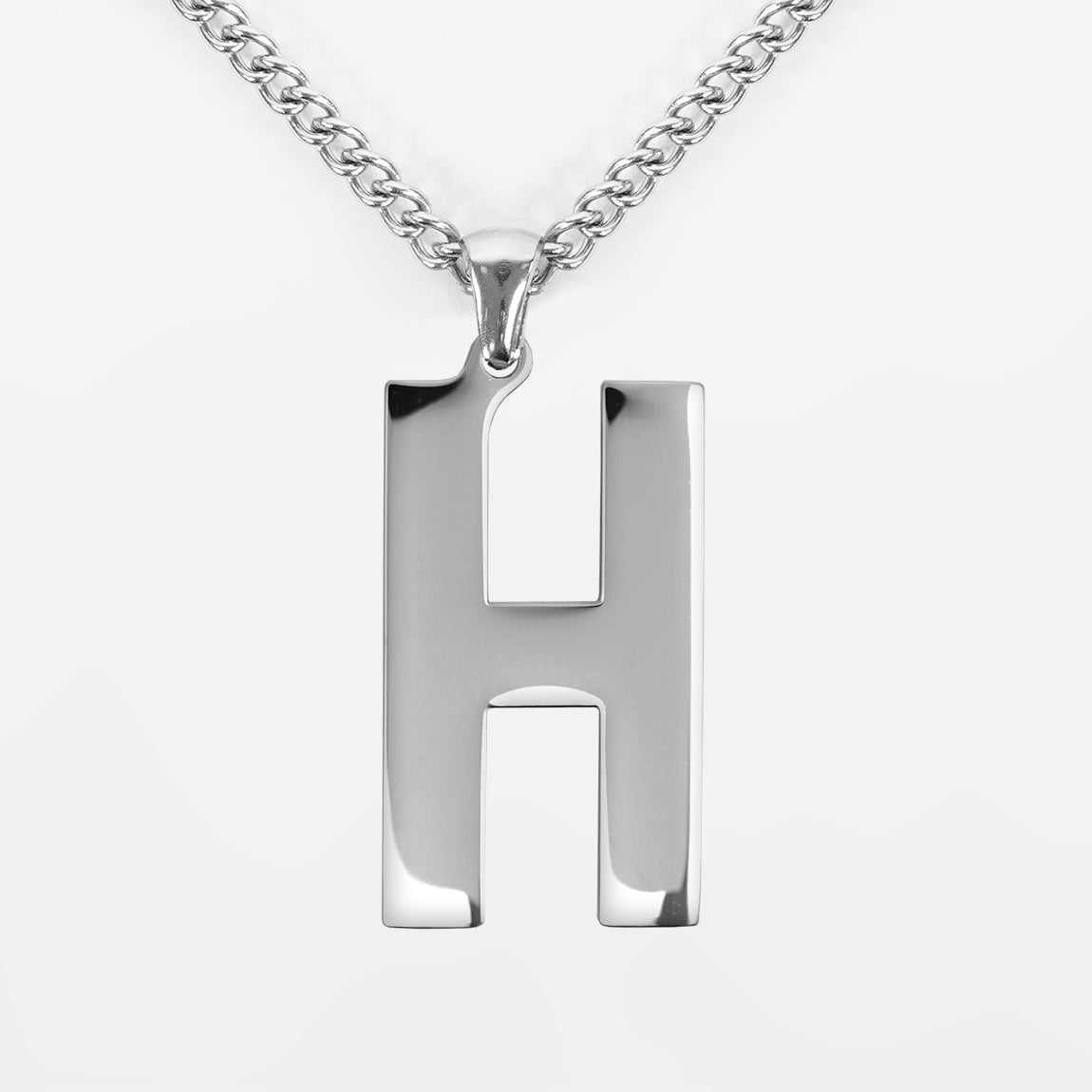 H Letter Pendant with Chain Necklace - Stainless Steel - Walmart.com