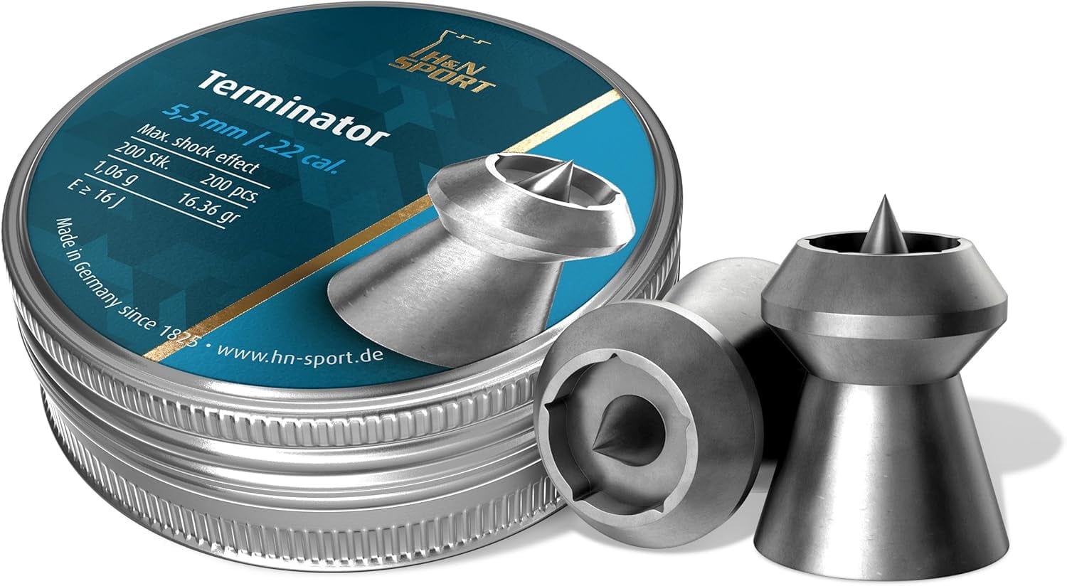 H&N Terminator Hollowpoint Airgun Pellets, Air Rifle Compatible, .22 ...