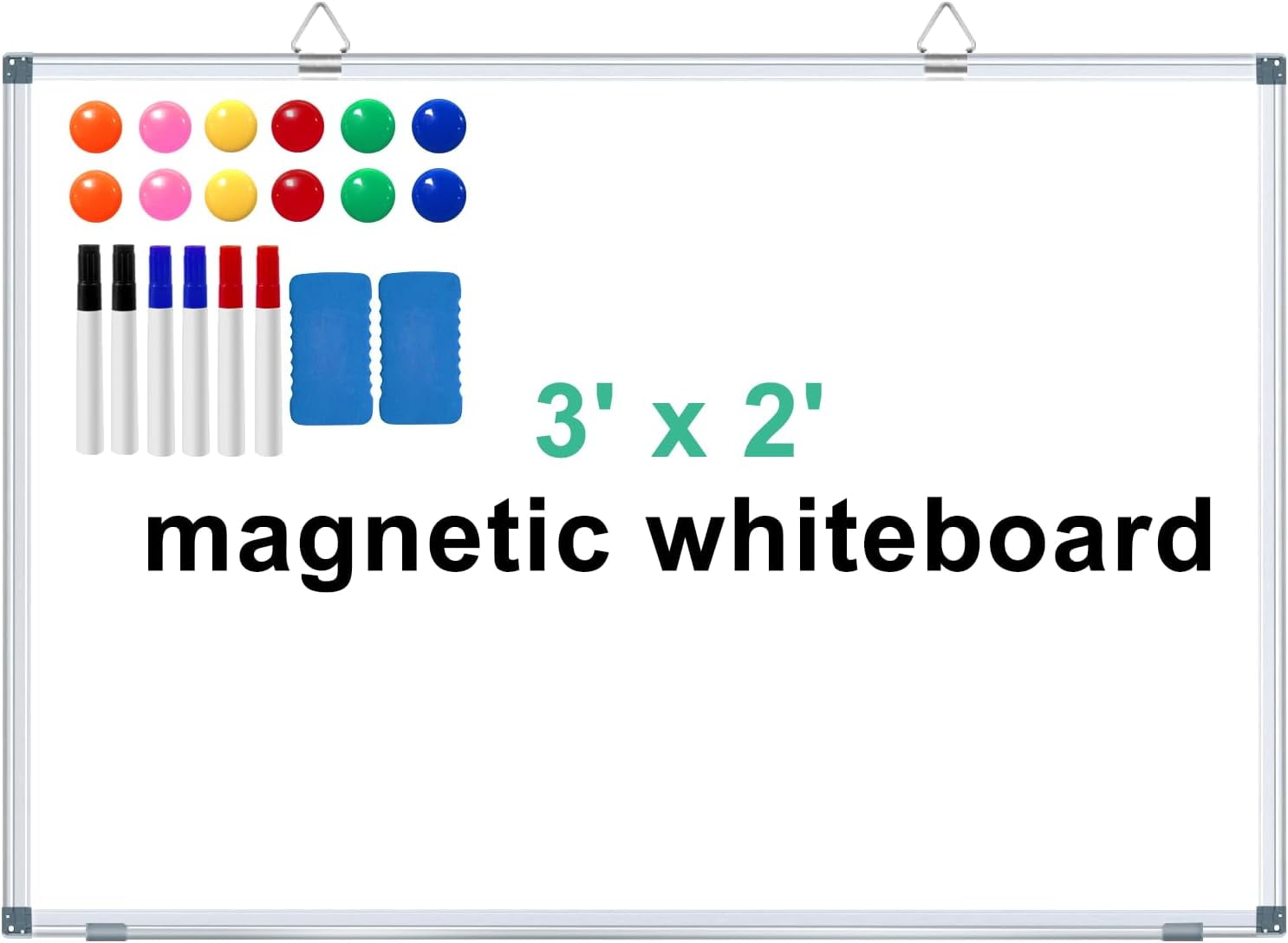 3' x 2' Magnetic Whiteboard Large Dry Erase White Board 36x24 Aluminum ...