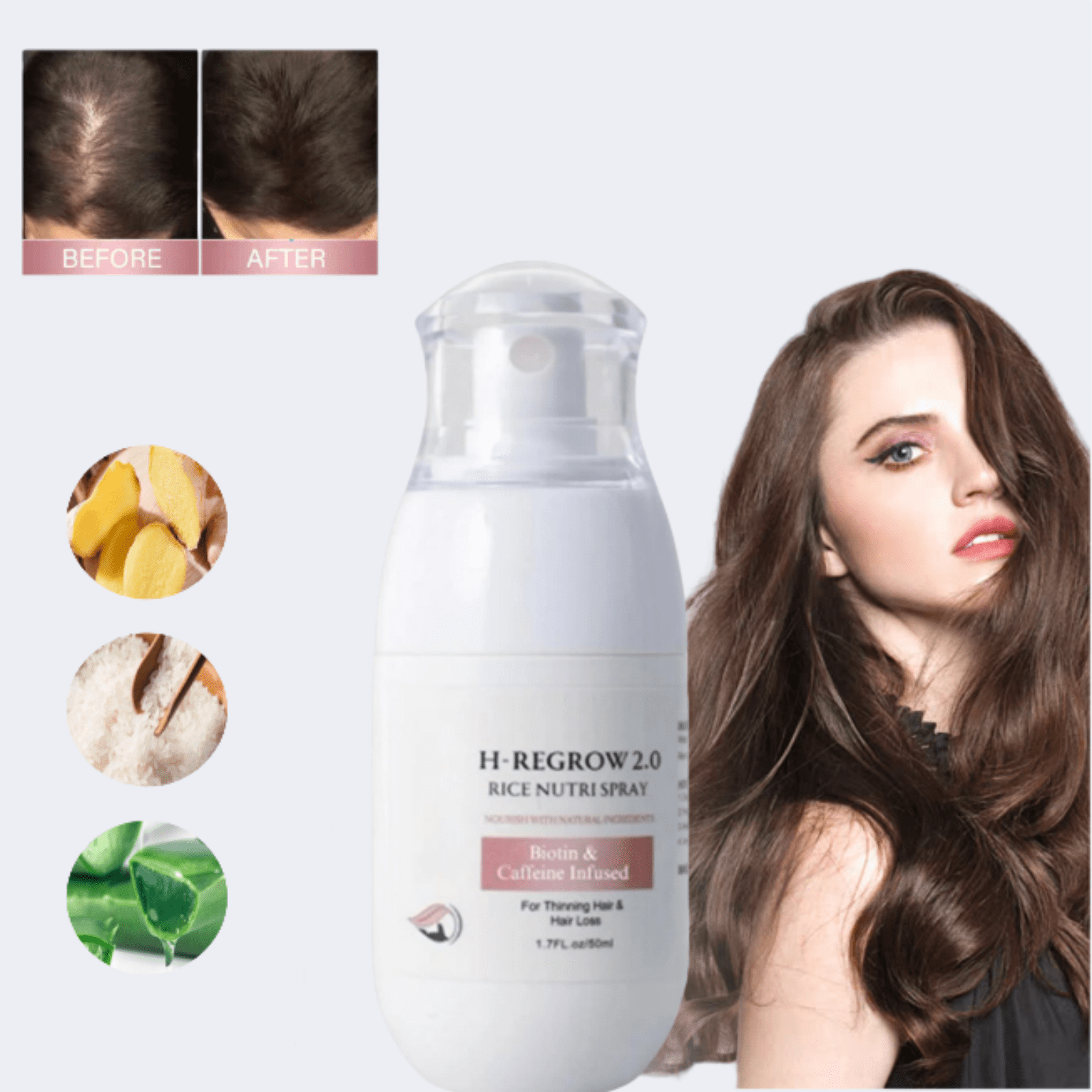 H-Regrow 2.0 Rice Nutri Spray, for Hair Growth, with Biotin and ...