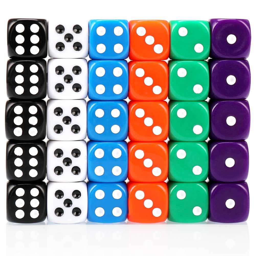 H&S 30pcs 6-Sided Acrylic Dice Set, 16mm Eco-Friendly Math Dice for ...