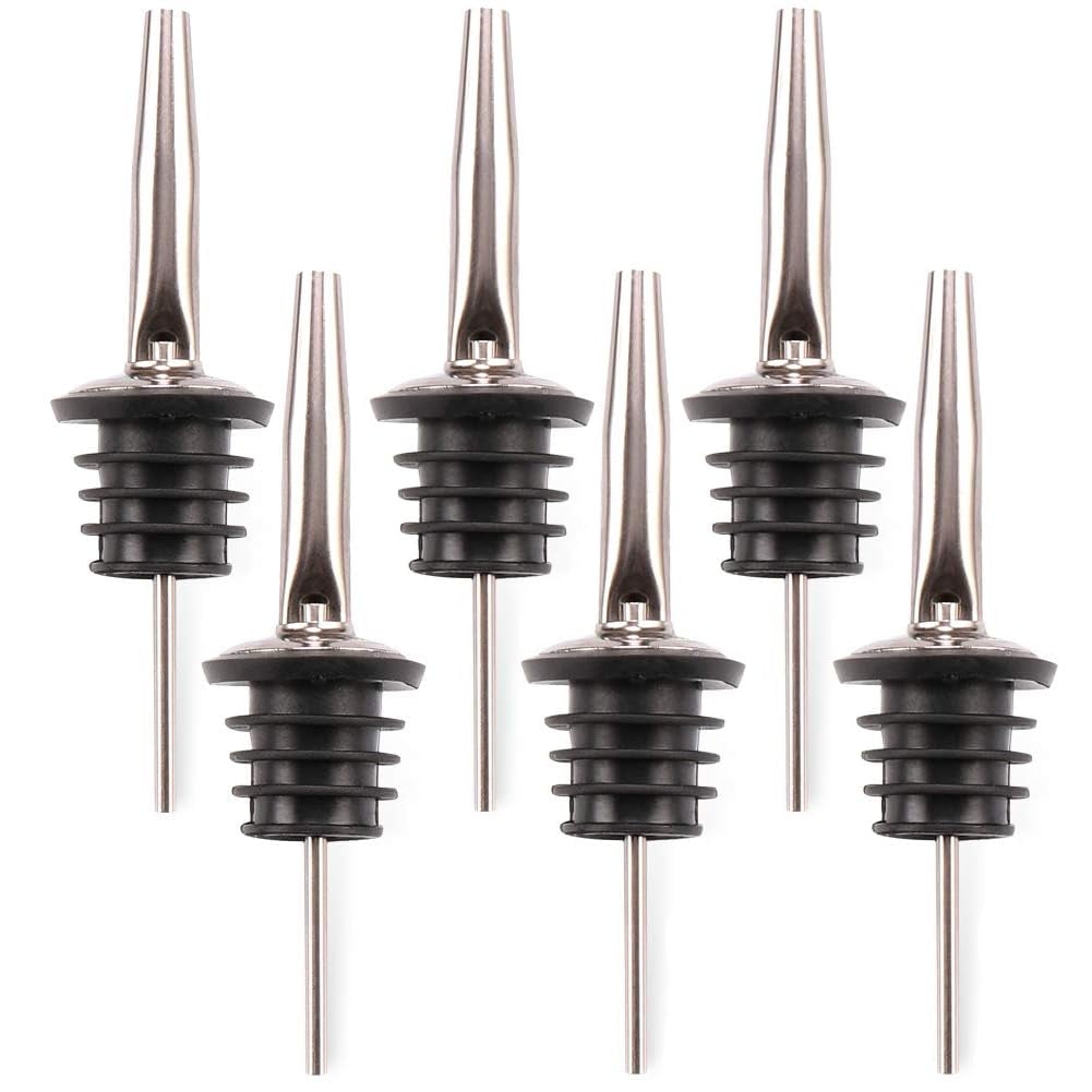 H&S 6 Stainless Steel Spirit Bottle Pourers for Kitchen Cooking, Oil ...