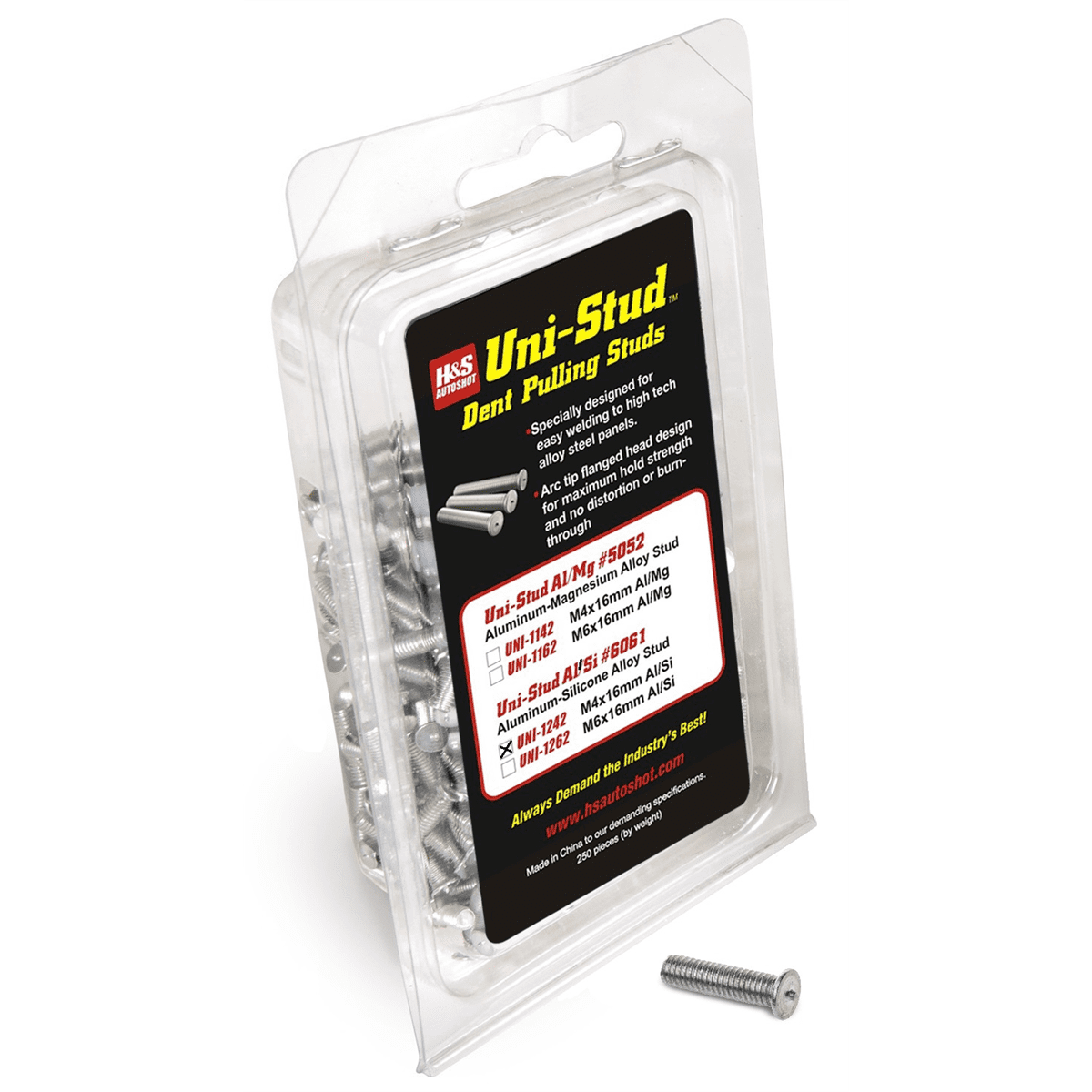 H&S AutoShot UNI-1242 Aluminum Stud Dent Pull M4 x 16mm Al/Si #6061 ...