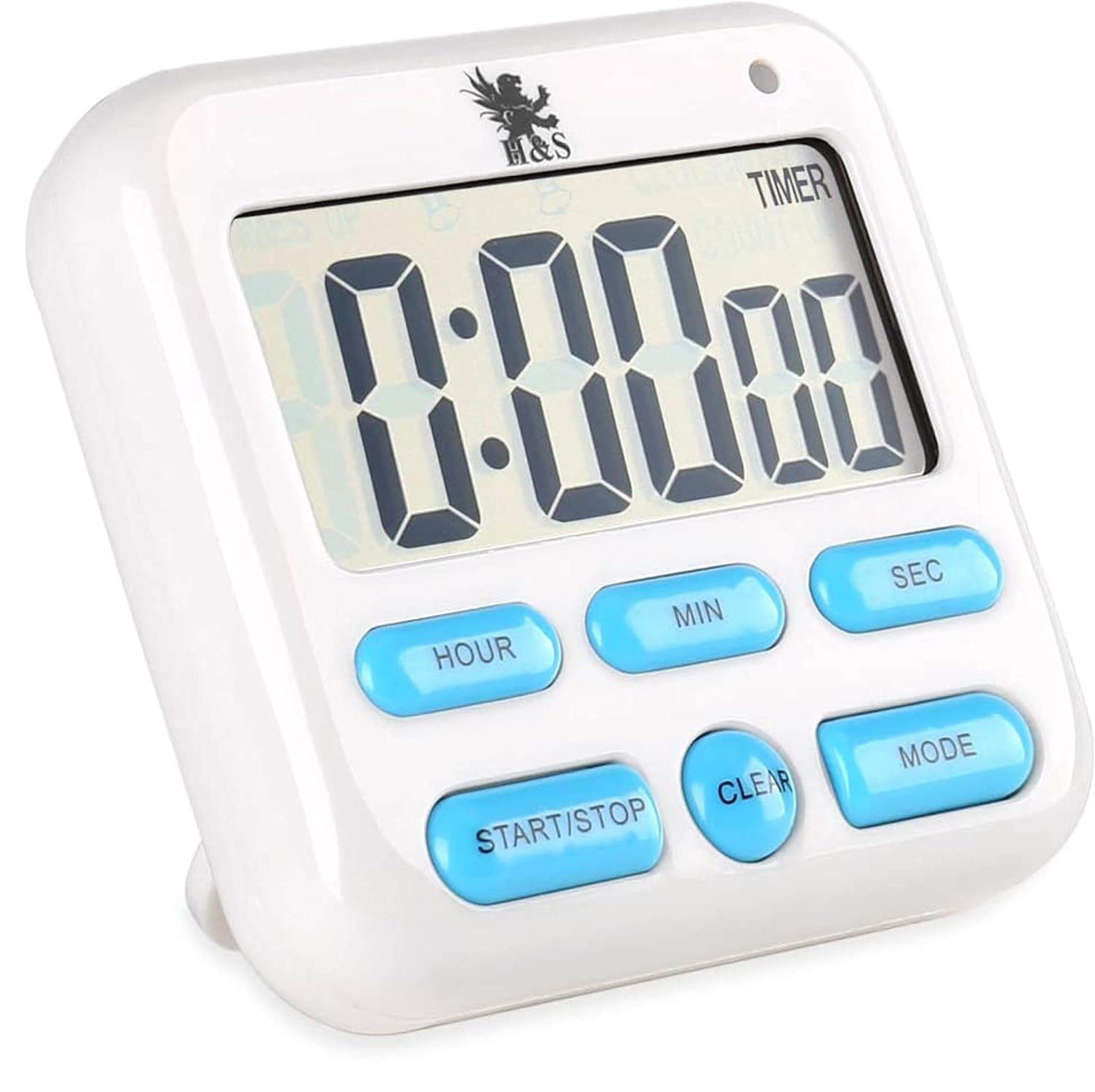 H&S Digital Kitchen Timer with Alarm, Large LCD, Loud Beep, Magnetic ...