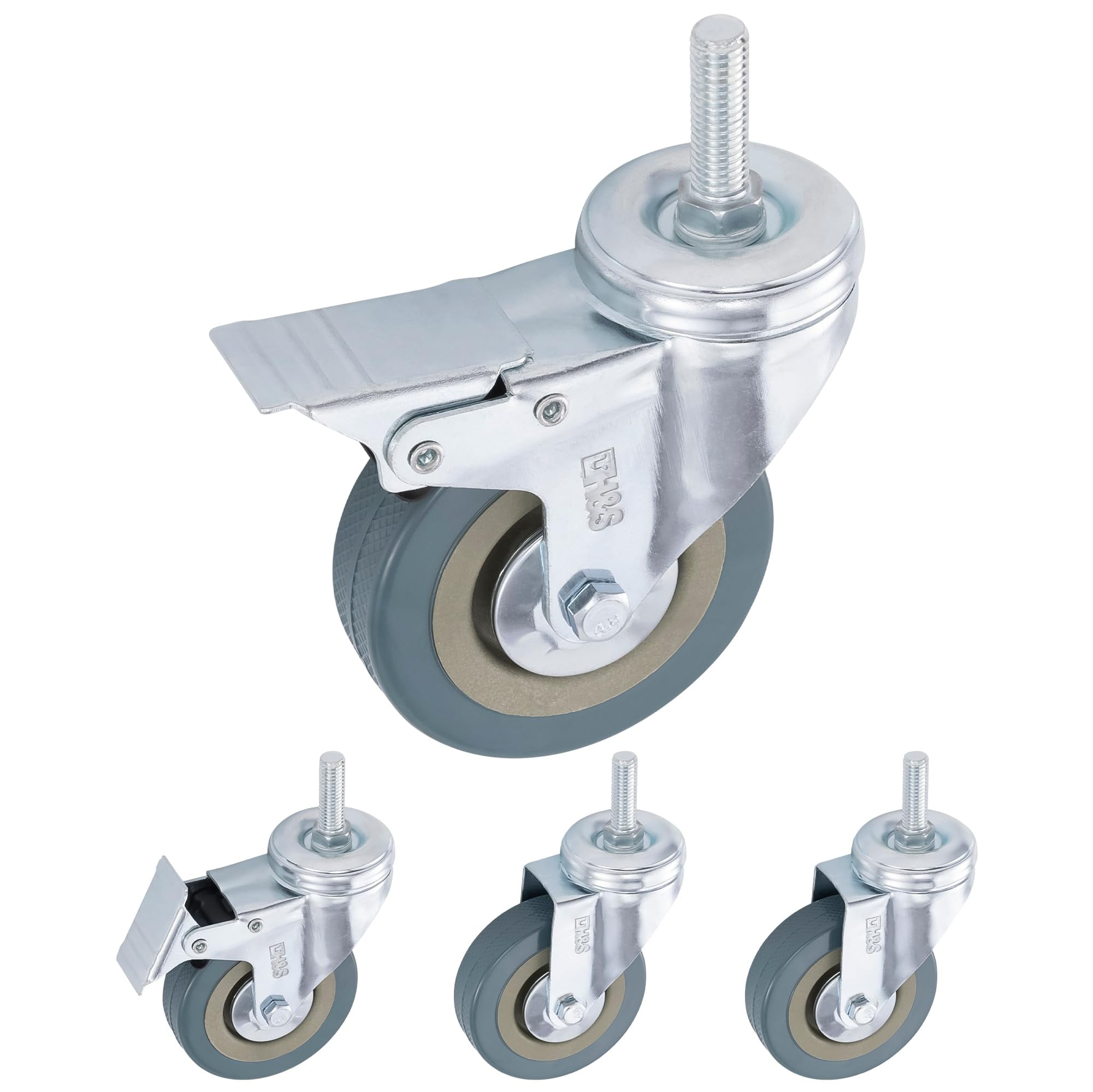H&S Heavy Duty Caster Wheels for Trolley Furniture - 4 Casters with ...