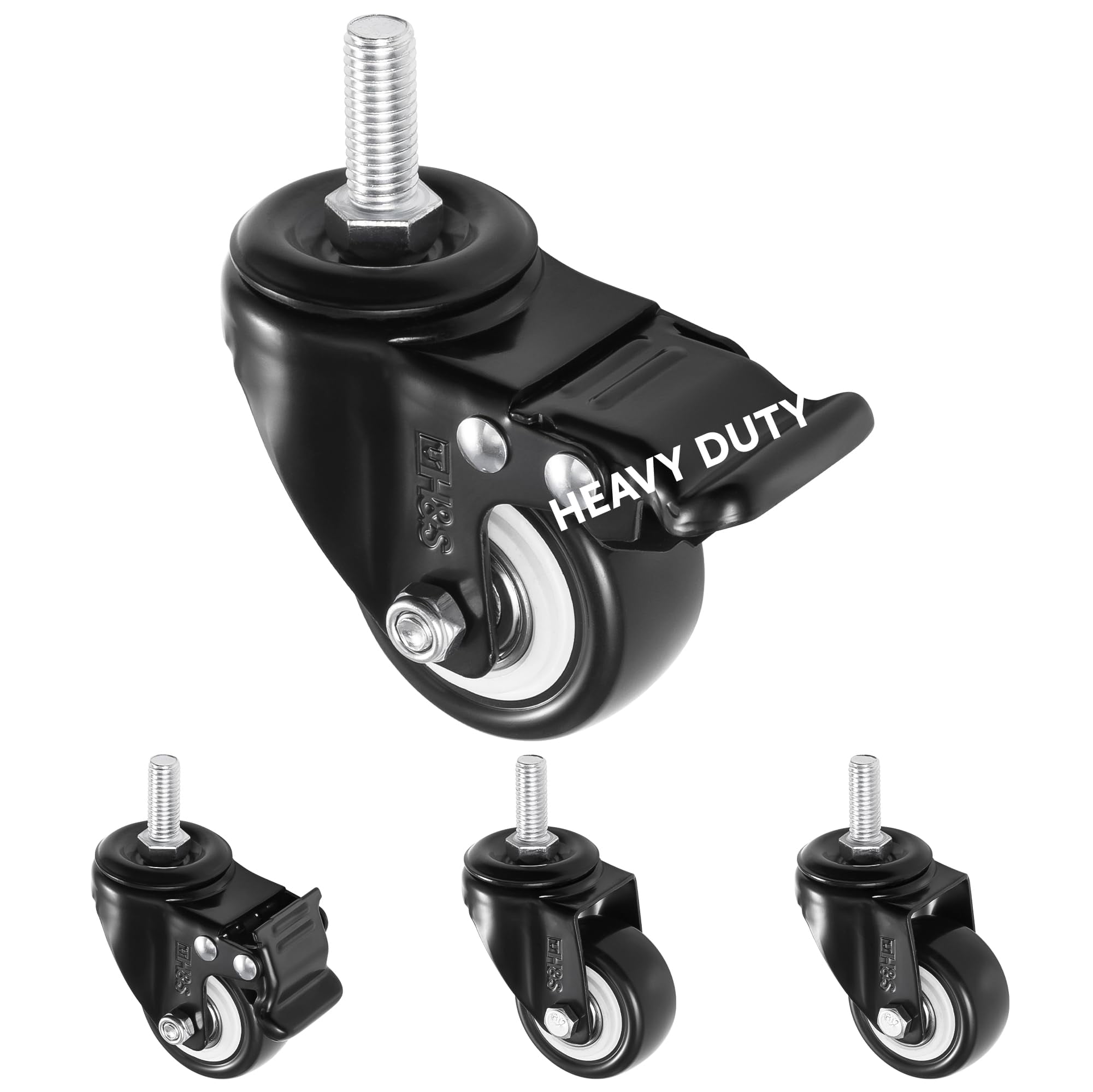 H&S Heavy Duty Castor Wheels - Set of 4 2" (50mm) Castors with M10 Bolt ...