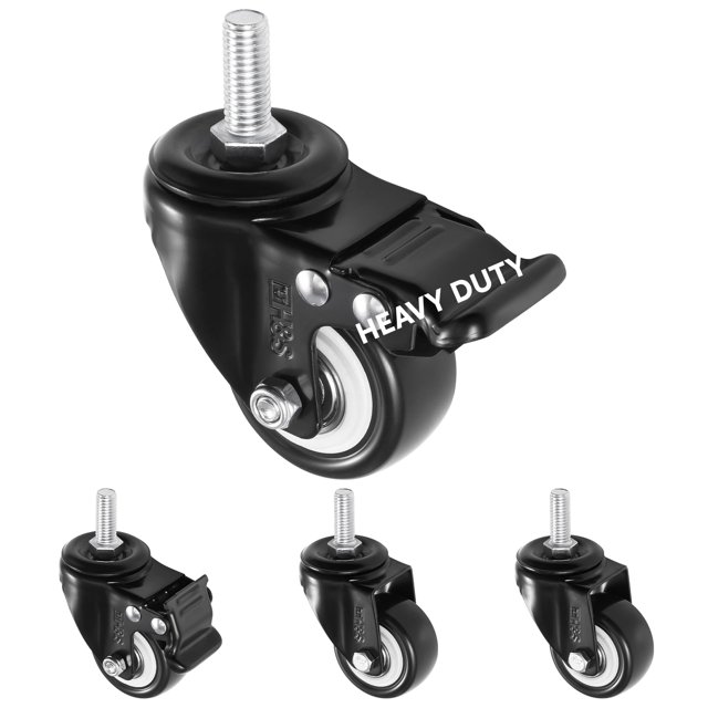 H&S Heavy Duty Castor Wheels - Set of 4 2" (50mm) Castors with M10 Bolt - PU Swivel Trolley ...