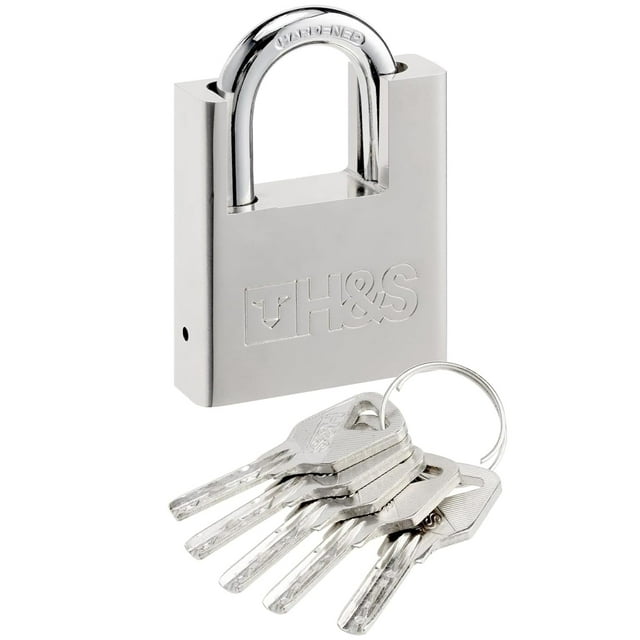 H&S High Security Padlock with Key - 60mm Pad Lock & 5 Keys - Heavy ...