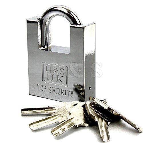 H&S High Security Padlock with Key - 60mm Pad Lock & 5 Keys - Heavy ...