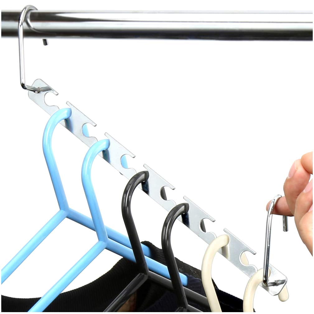 H&S Metal Space Saving Hangers for Closet Organization - Hang 6 Clothes ...