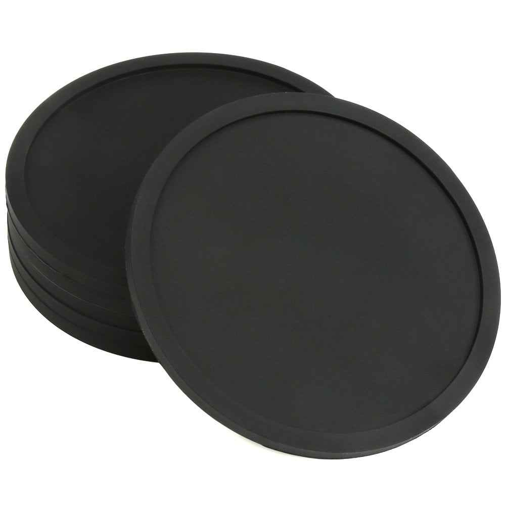 H&S Silicone Drink Coasters, Set of 6 Black Non-Slip Coasters, Ideal ...