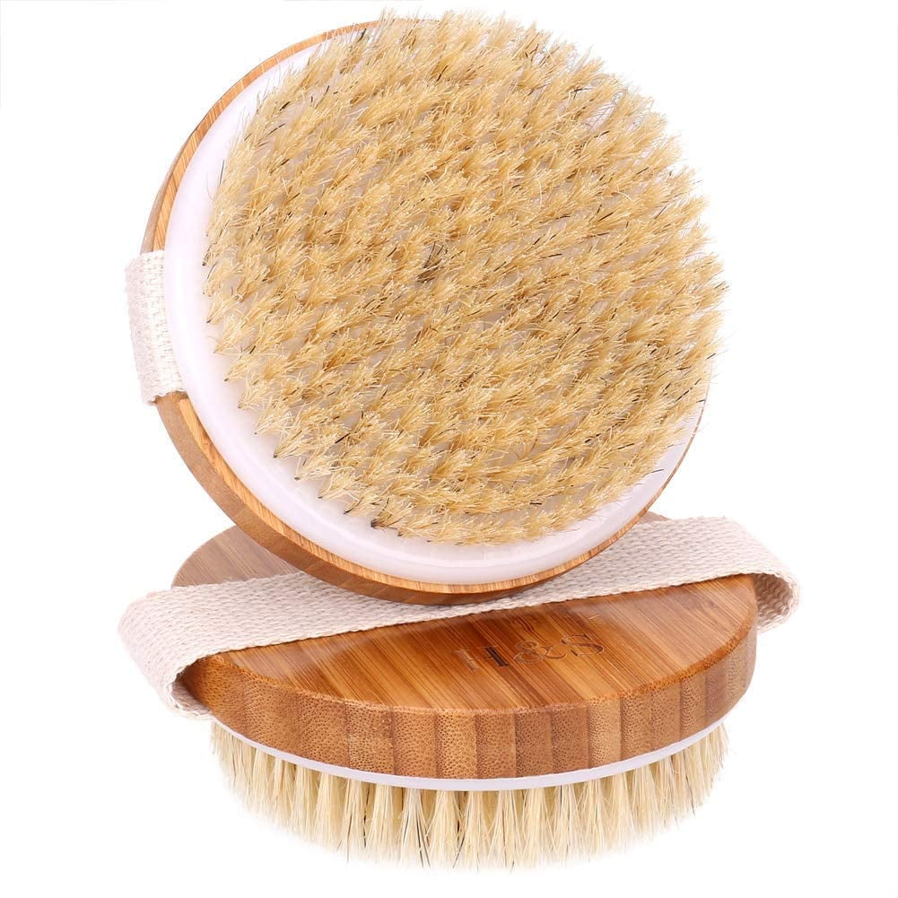 H&S Round Body Brush for Skin Exfoliating - 2 Pcs - Cellulite Shower ...