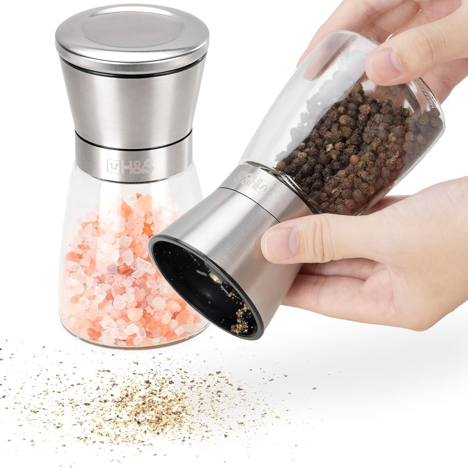 H&S Salt And Pepper Grinder Set - Manual Mill Grinders For Kitchen ...