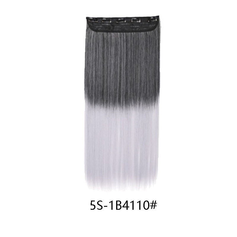 H&STAR 22Inch Synthetic One Piece Gray Ombre Long Straight Hairpiece ...