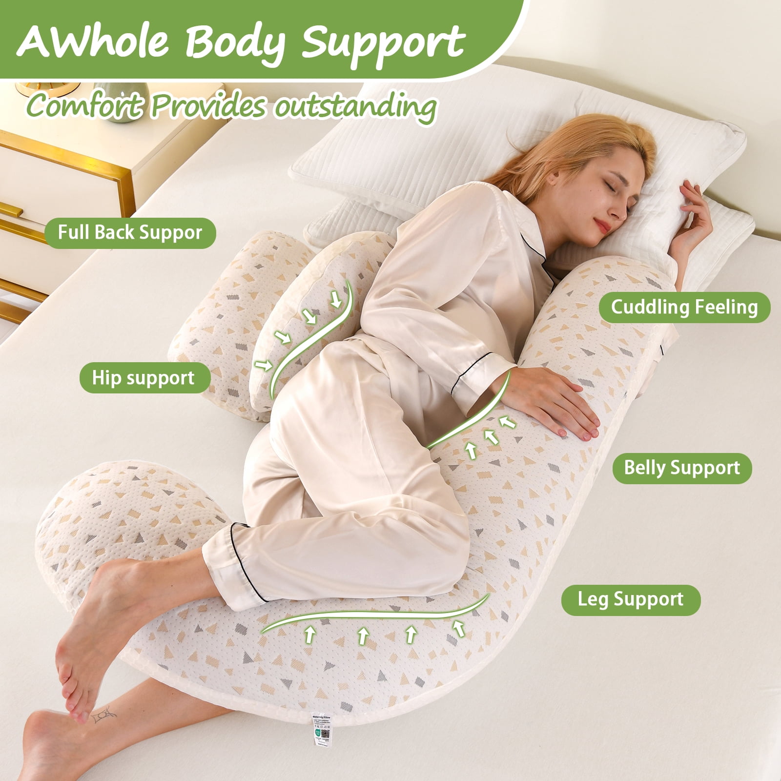 H-Shape Pregnancy Pillow, Full Body Pillow for Sleeping Detachable and ...