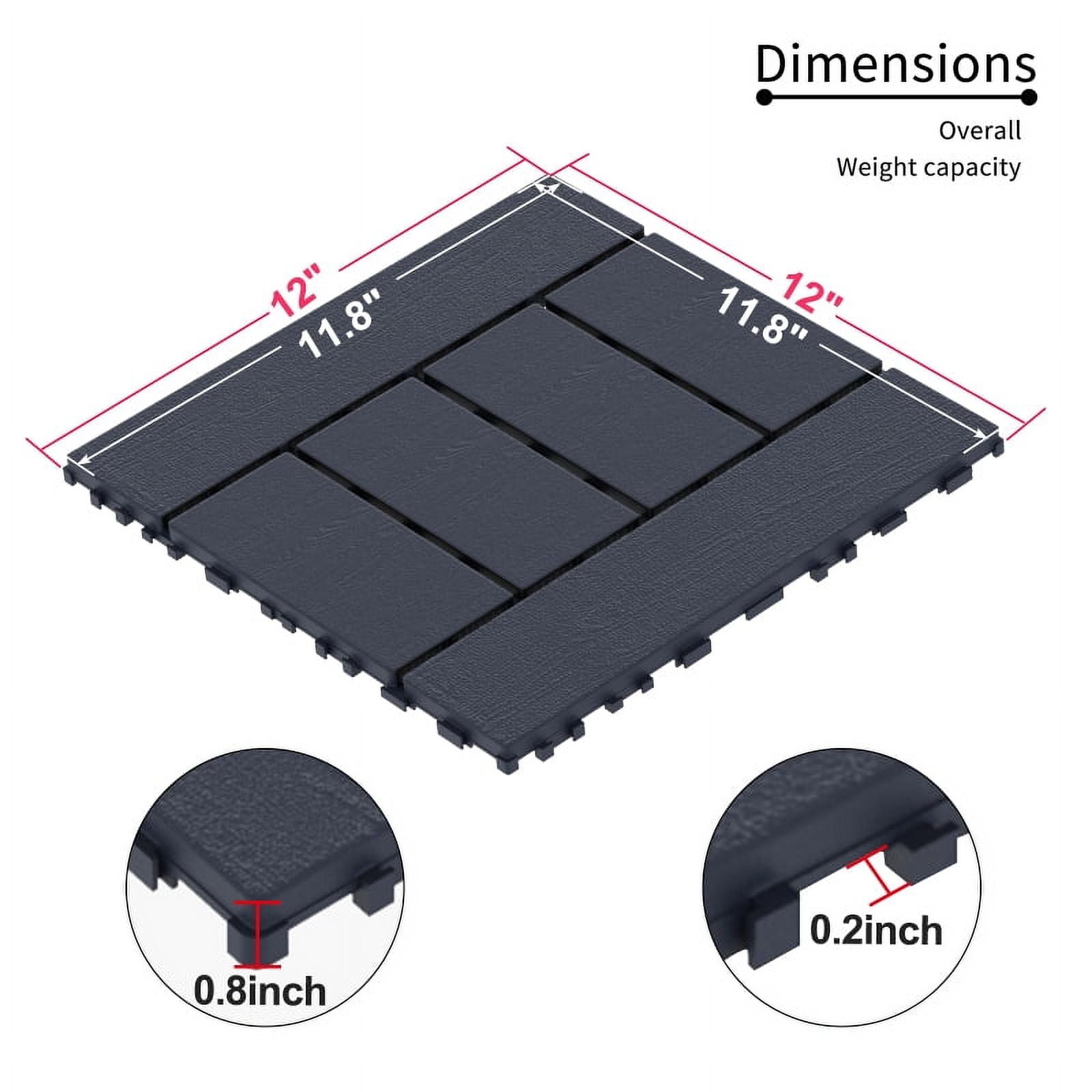 H Style 12" Patio Deck Tiles, DIY Module Interlocking Decking Tiles ...
