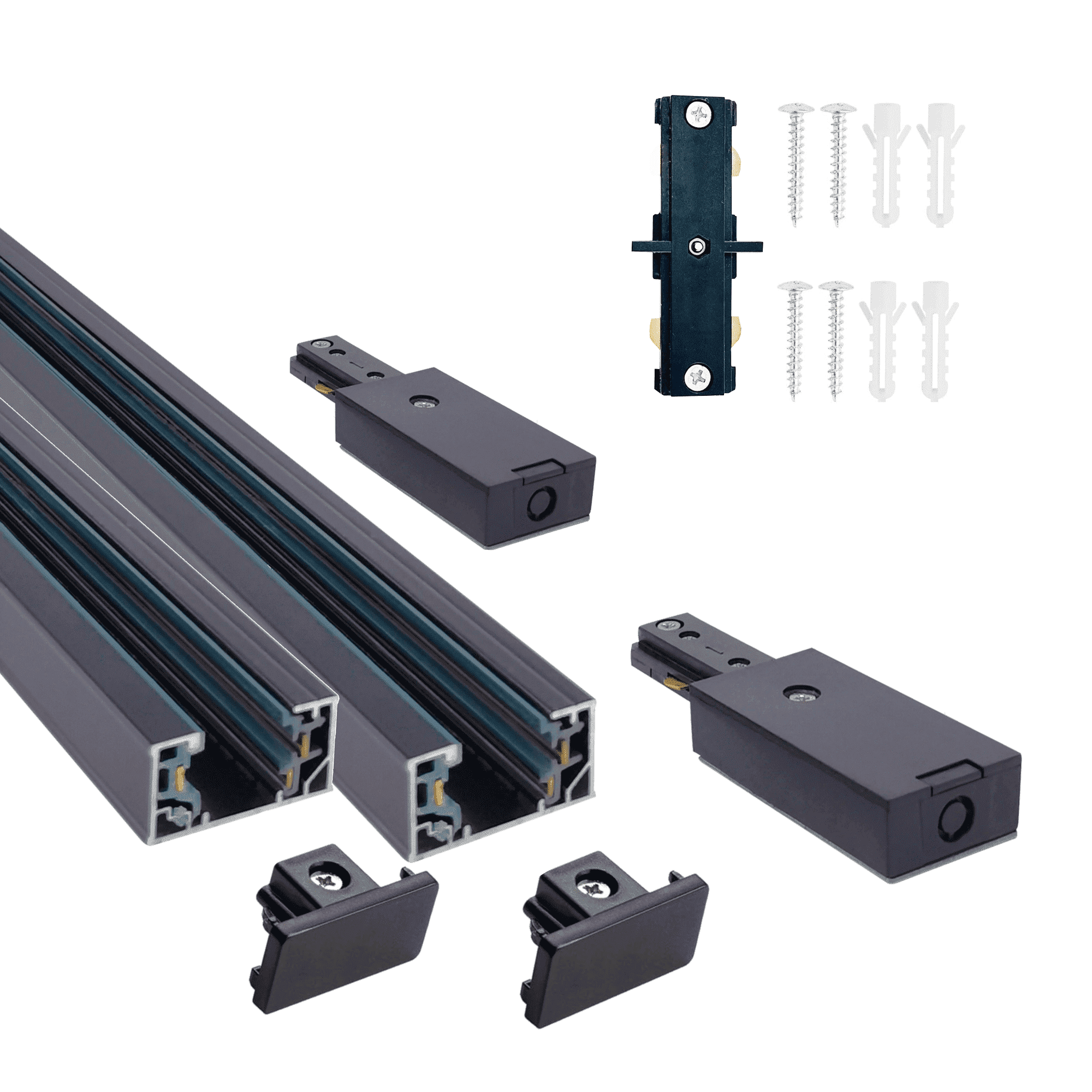 H Track Light 120V 6.6 Feet H 3-Wire Track Black, With mounting ...