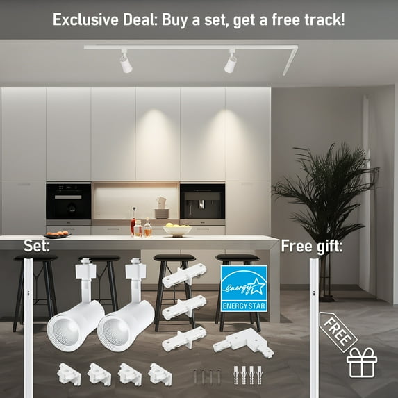 Free Shipping! Leonlite Track Light Kit 2x10W Cool White Heads 2xH ...