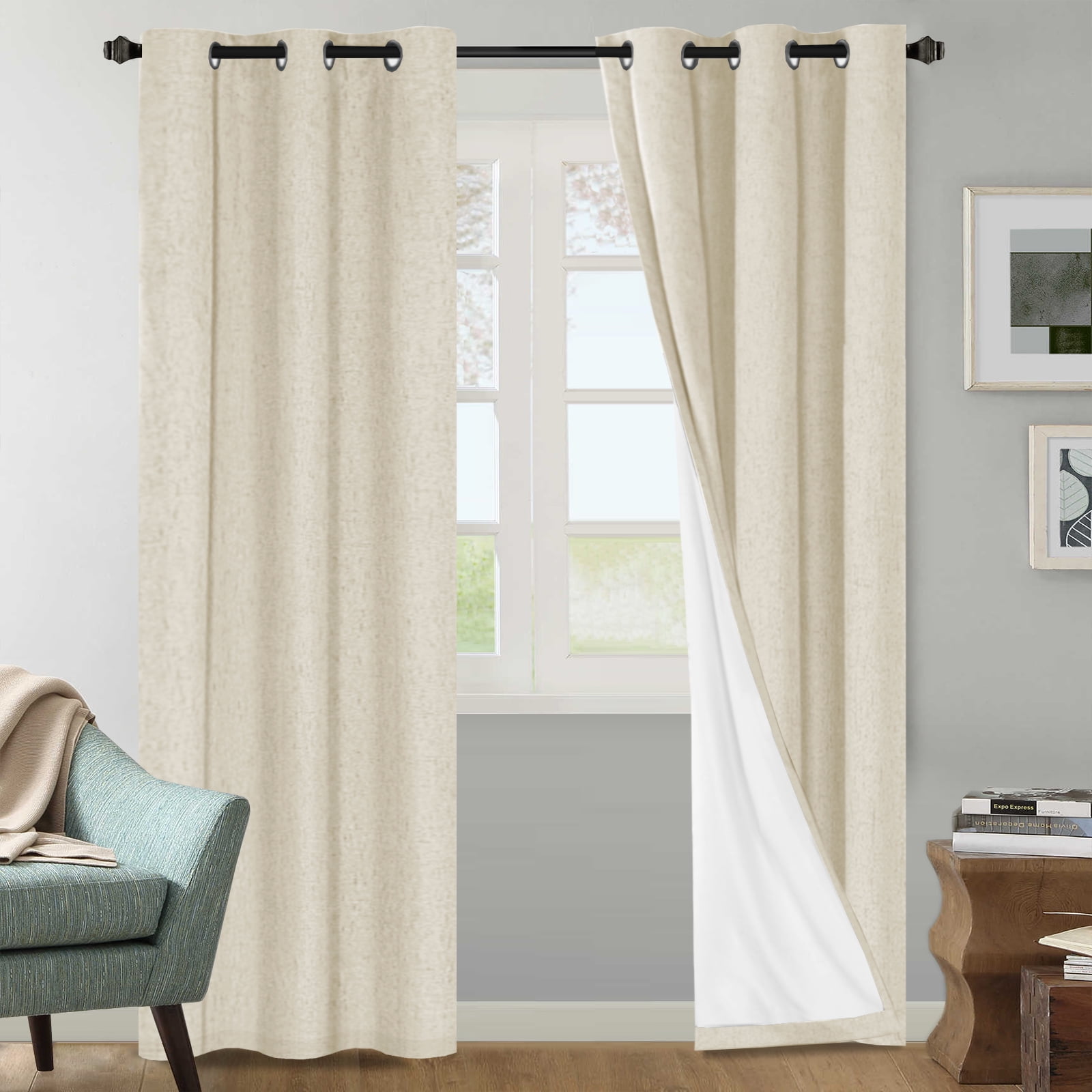 H.VERSAILTEX 100% Blackout Curtains 84 Inch Length 2 Panels Set, Faux ...