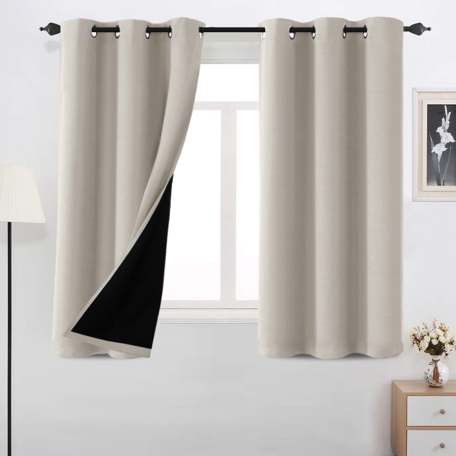 H.VERSAILTEX 100% Blackout Curtains for Bedroom - 2 Thick Layer Thermal ...