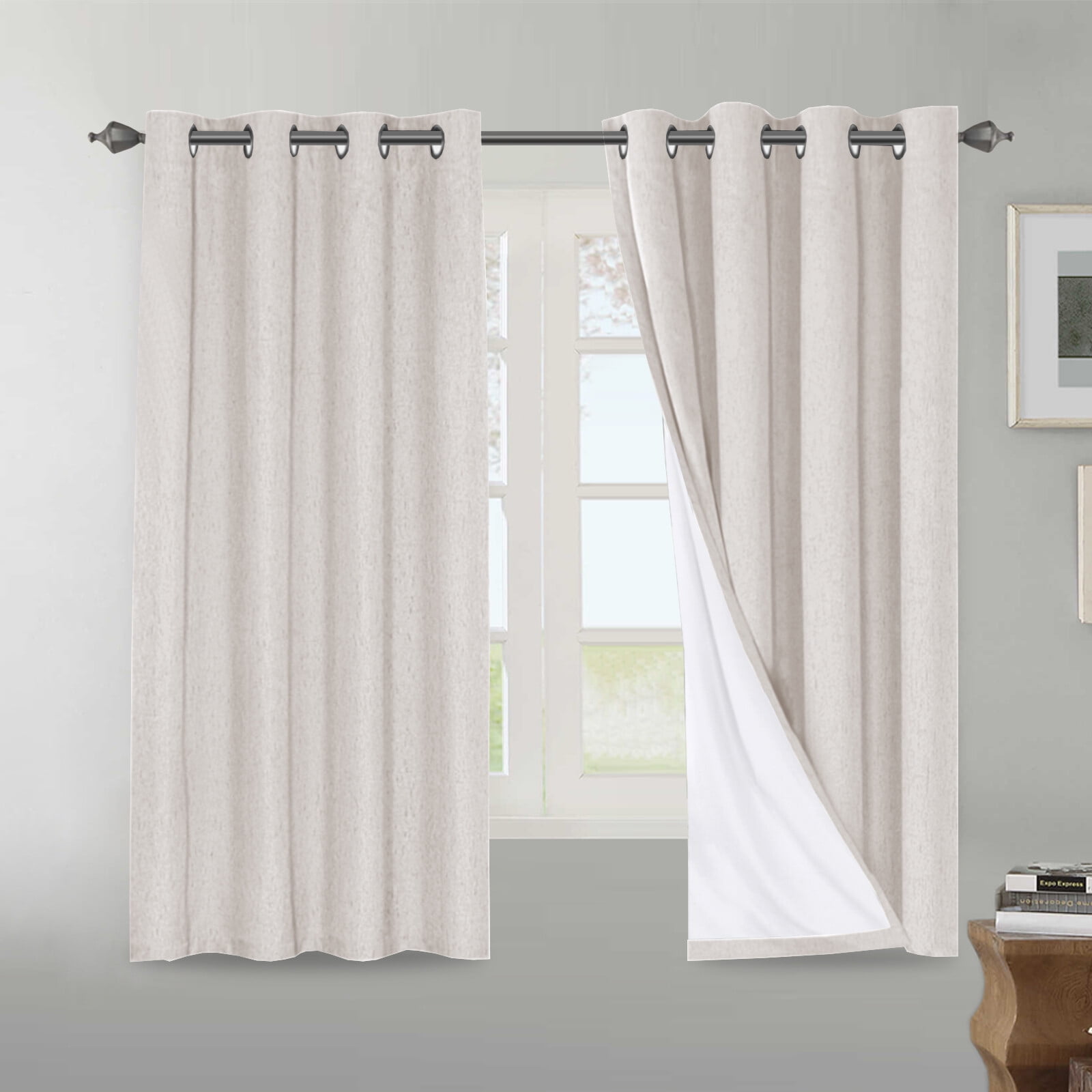 H.VERSAILTEX 100% Blackout Linen Curtain Draperies with White Liner for ...