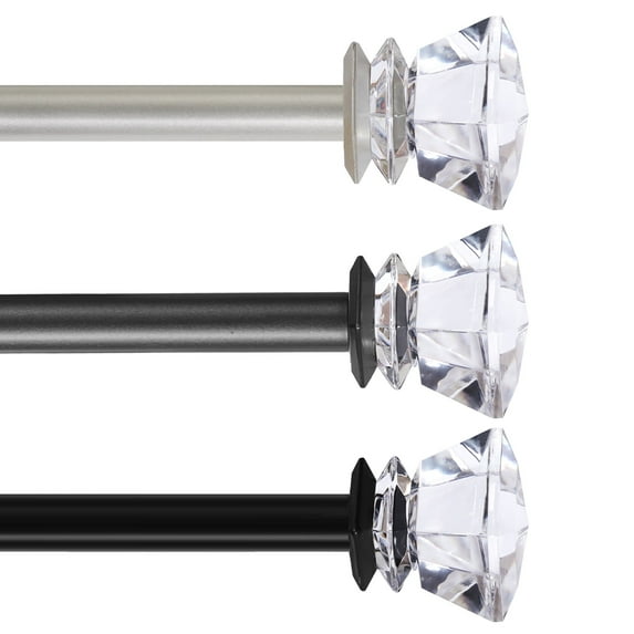 H.VERSAILTEX Contemporary Adjustable Single Black Curtain Rod Set, 0.75 ...