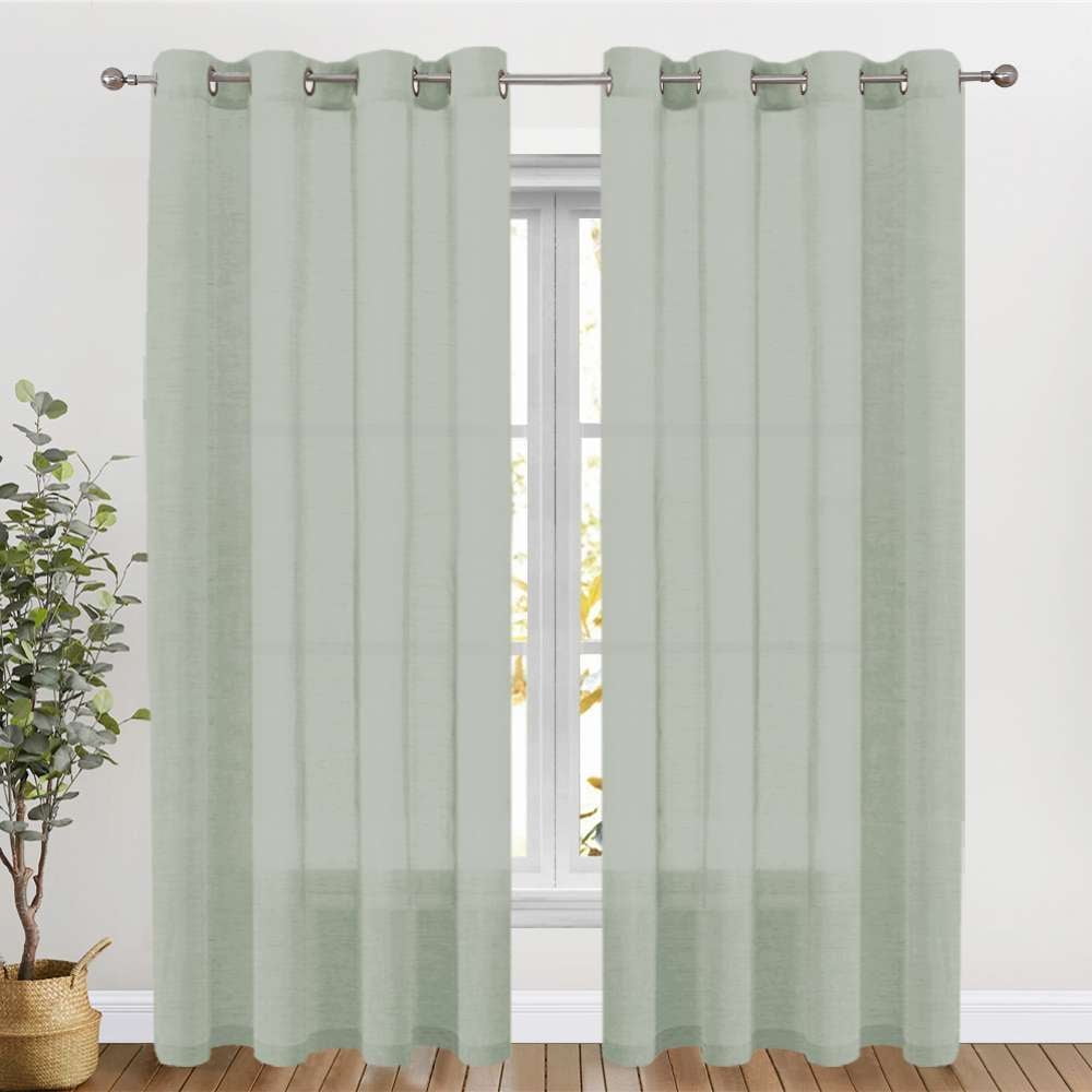 H.VERSAILTEX Elegant Natural Linen Sheer Curtain Panels, Energy Saving ...