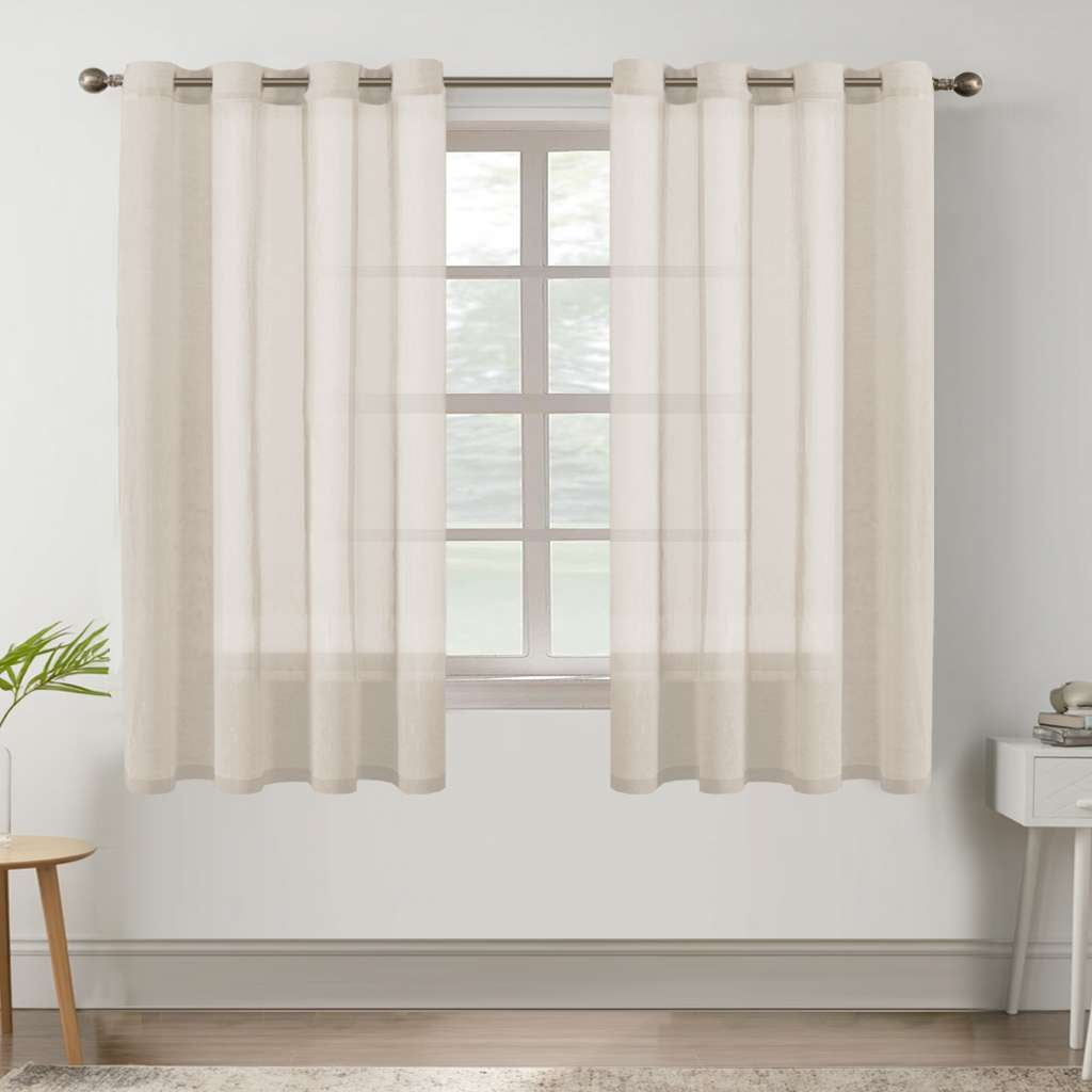 H.VERSAILTEX Farmhouse Natural Linen Sheer Curtains Flax Linen Blended ...