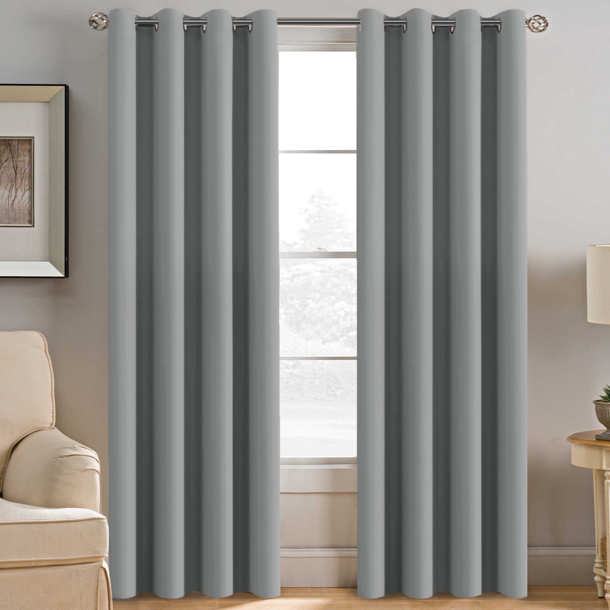H.VERSAILTEX Gray Blackout Curtains for Living Room Energy Efficient ...