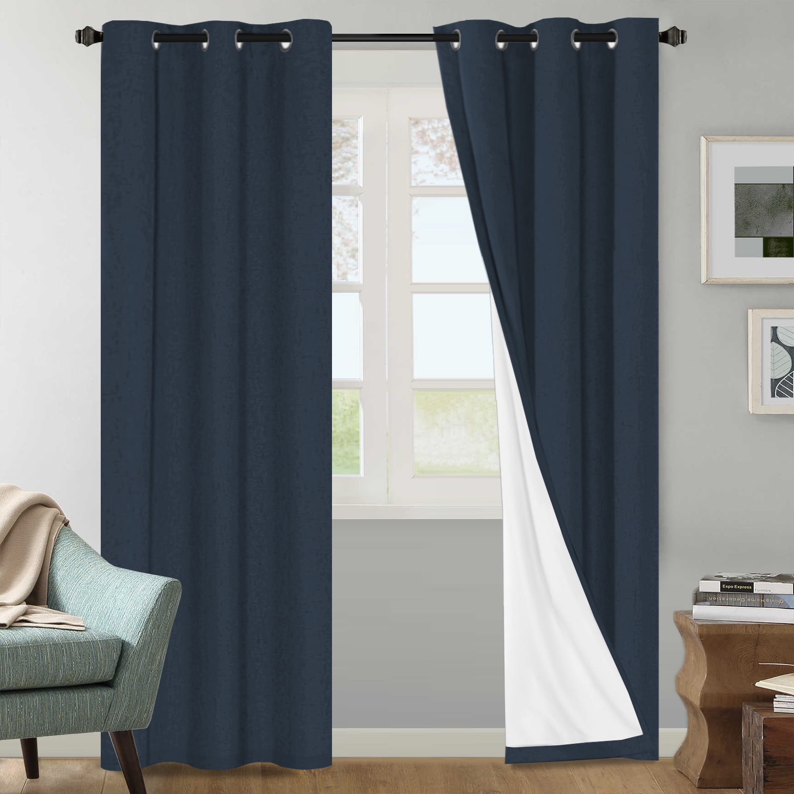 H.VERSAILTEX Indoor/Outdoor Curtains 100% Blackout Curtain Drapes with ...