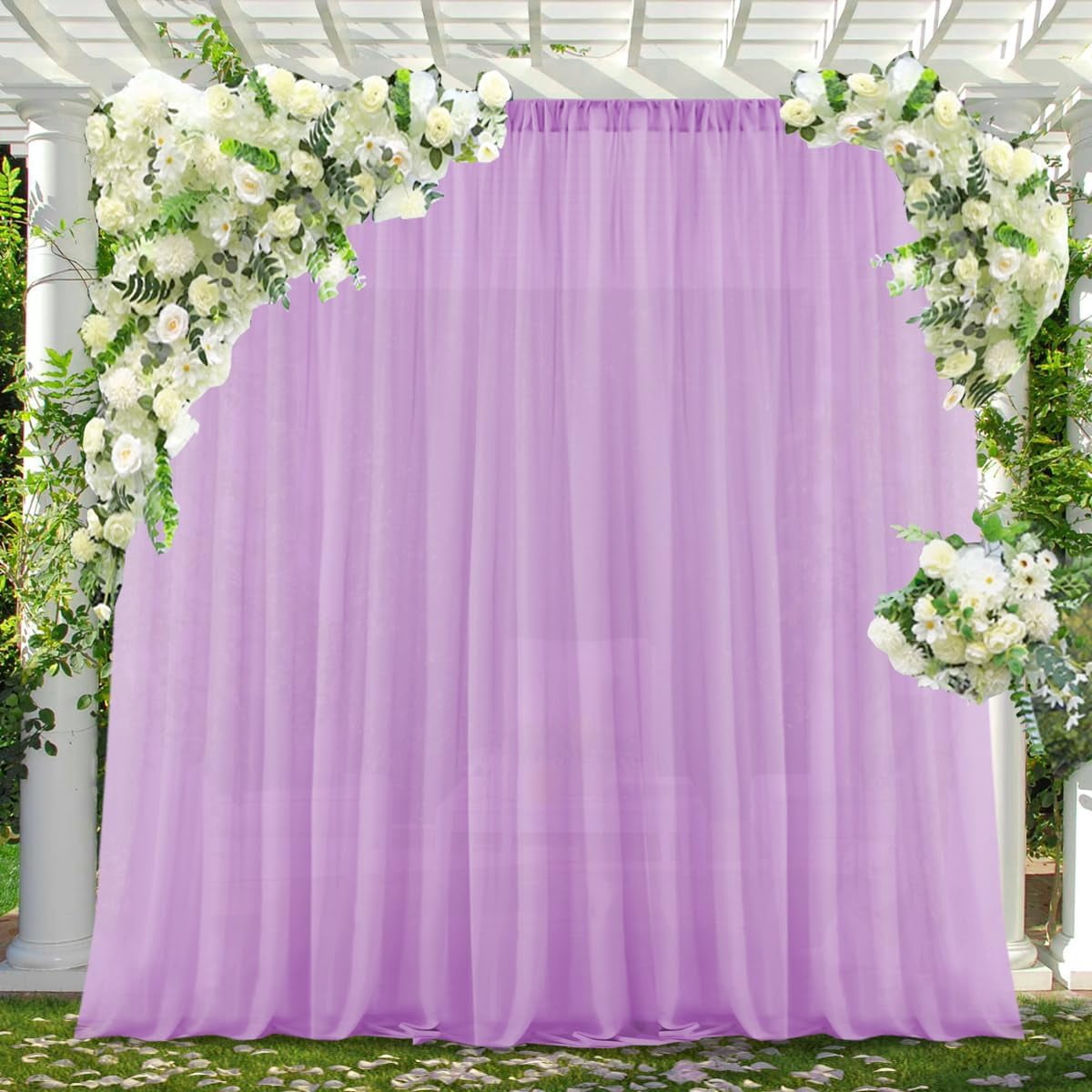 H.VERSAILTEX Lilac Backdrop Curtain Drapes for Parties Sheer Chiffon ...