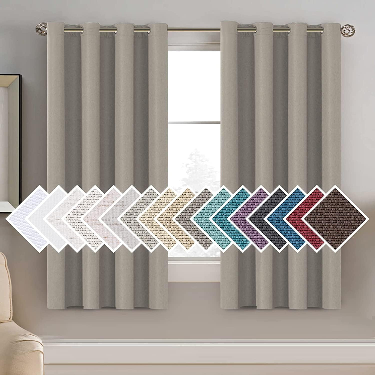 H.VERSAILTEX Linen Blackout Curtain 108 Inches Long for Bedroom/Living ...