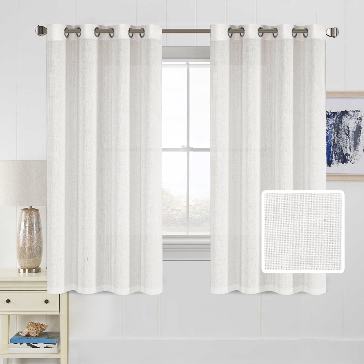 H.VERSAILTEX White Curtains Sheer Light Filtering Window Curtains 63 ...