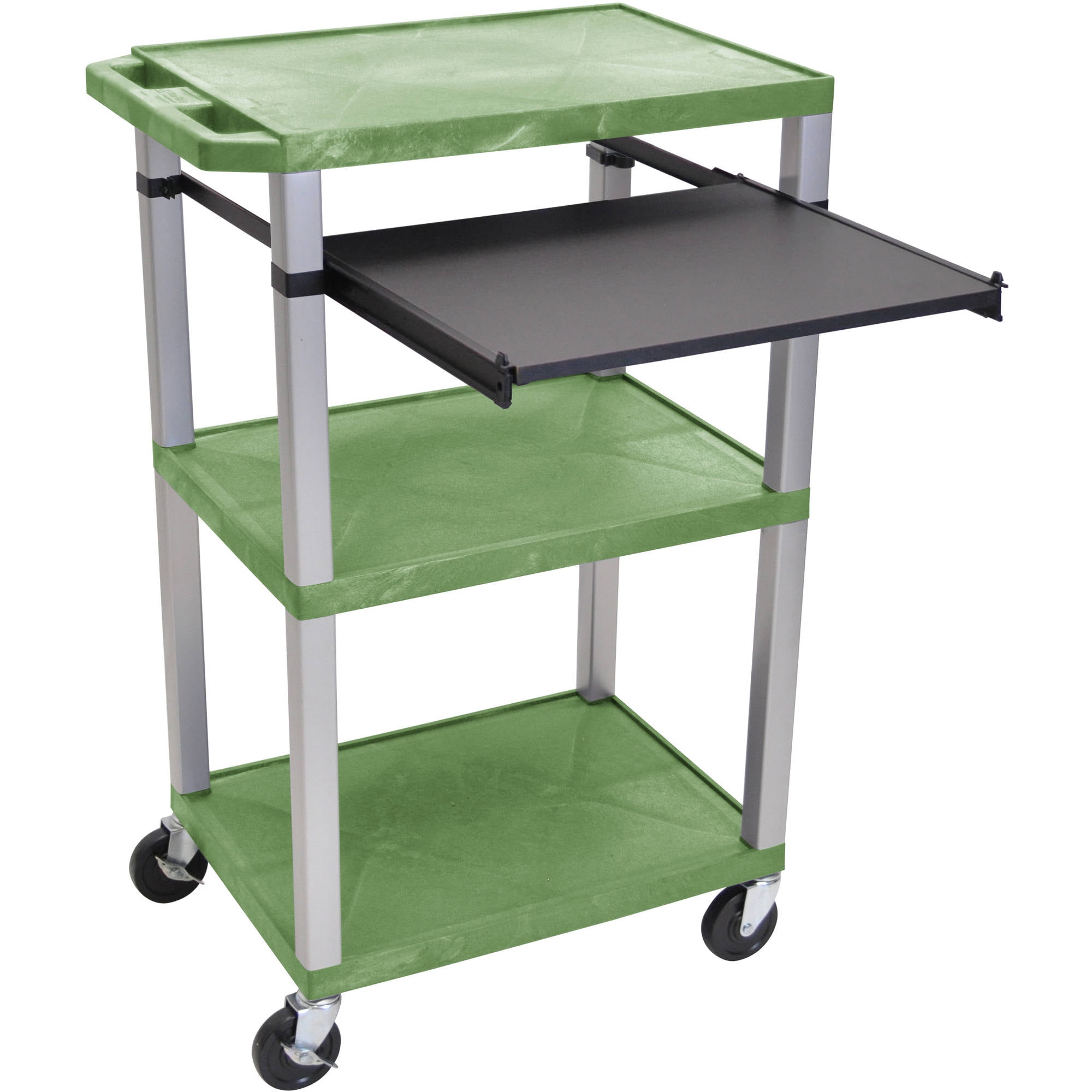 Free Shipping! H. Wilson Mobile AV Cart Green Shelves Nickel Legs with ...