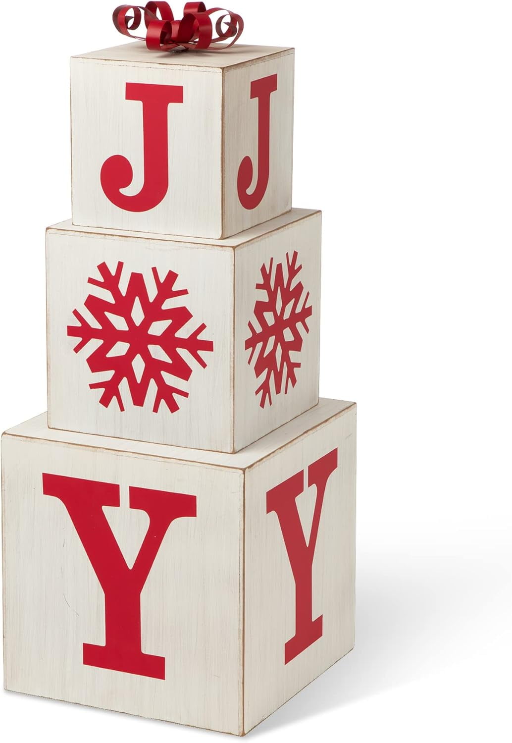 H Wooden Decorative Block Nesting Letter Block Set Wording JOY Porch ...