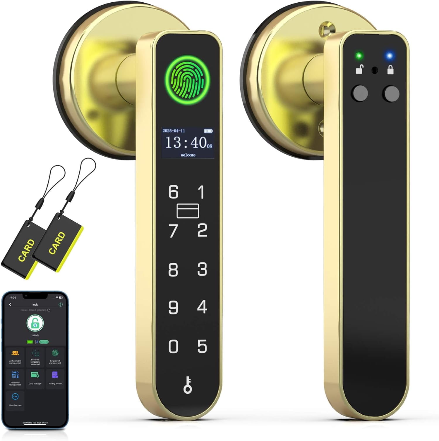 H1 Fingerprint Door Handle Lock, Keyless Entry Door Knob Lock, Door ...
