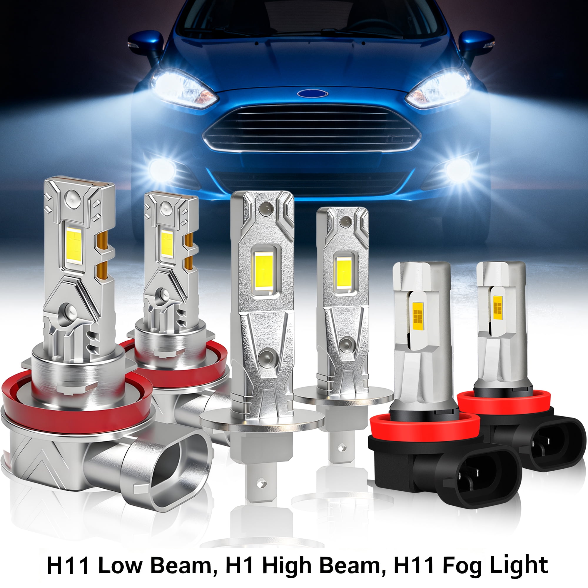 H1 H11 High&Low Beam for Ford Fiesta 2014 2015 2016 LED Headlights H11 ...