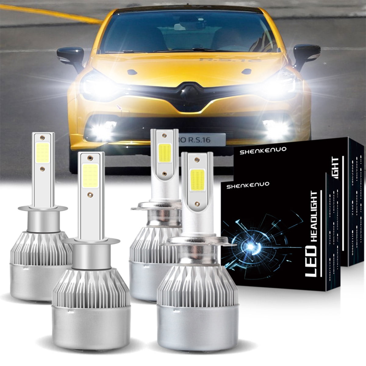 H1 H7 High/Low Beam LED Headlight Bulbs for Renault Logan 2015-2019 ...