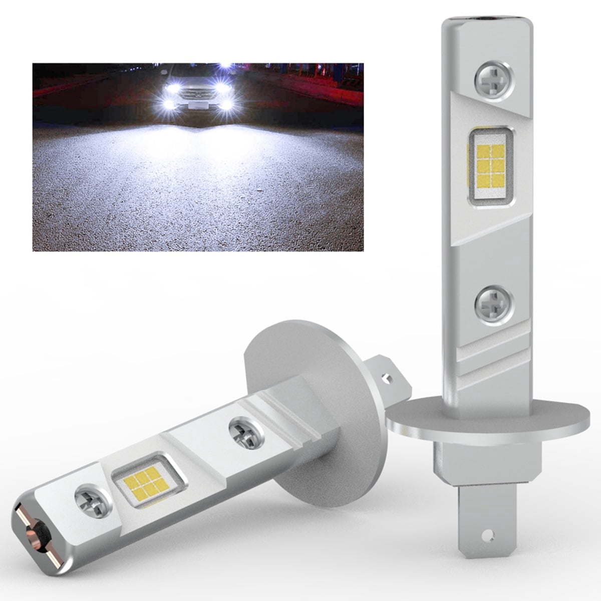 H1 LED Headlight Bulbs 6500K White Light Fog Lamps 1:1 Mini Size No ...