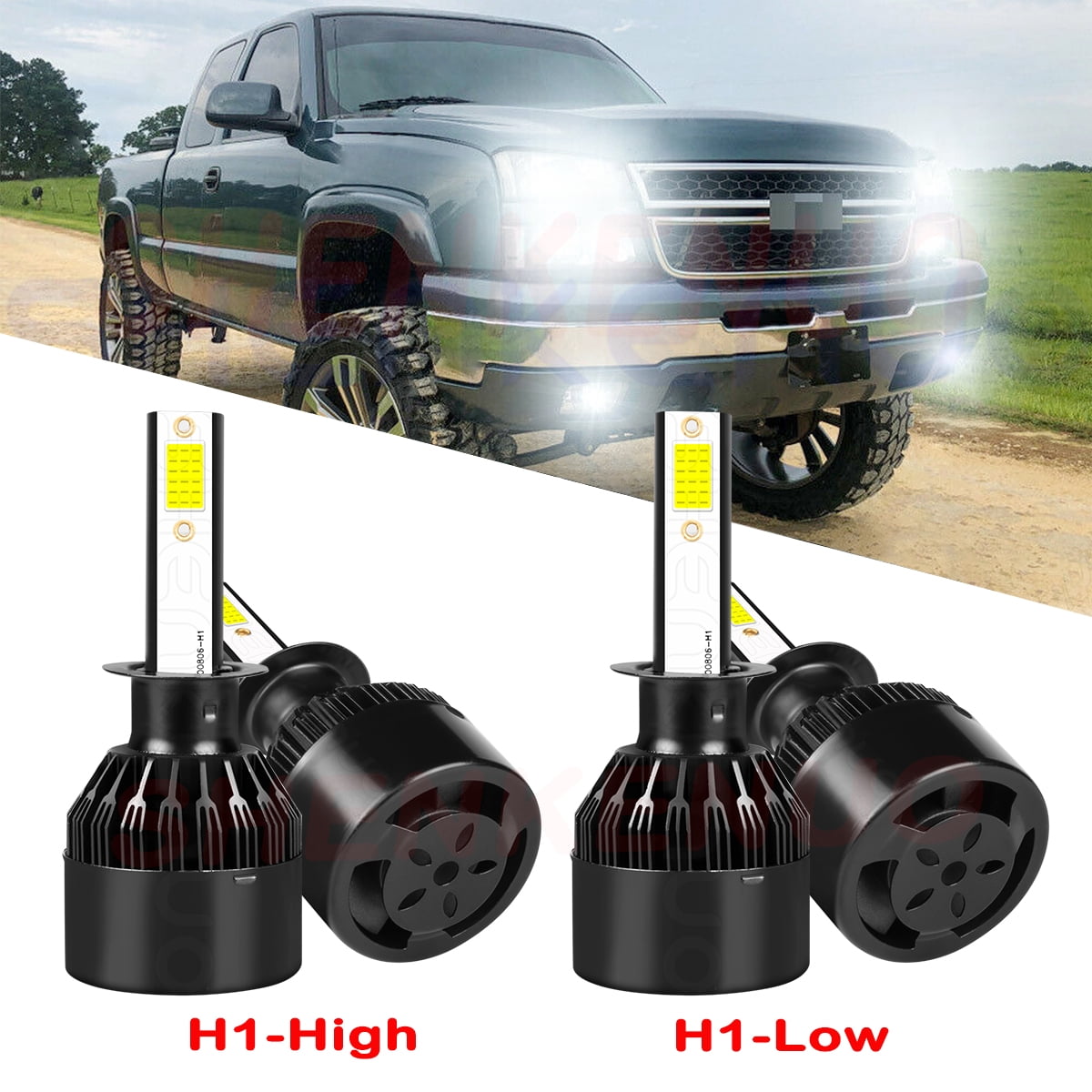 H1 LED Headlight Bulbs for Chevrolet S10 2016-2017 High&Low Beam 4pcs ...