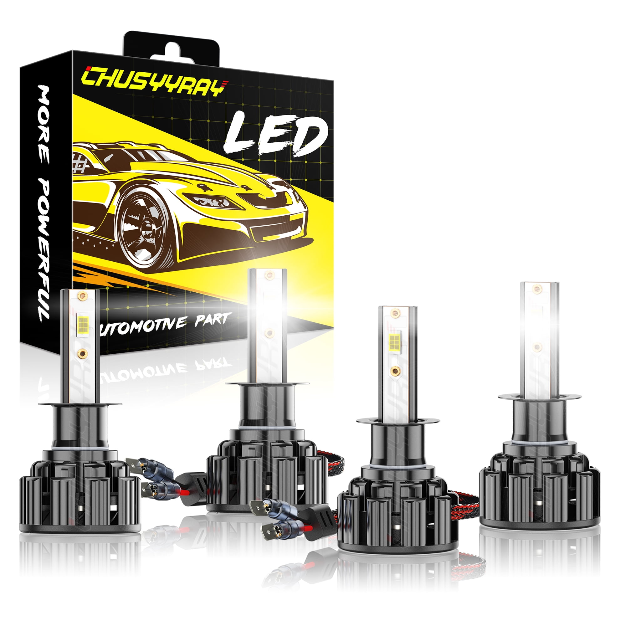 H1 LED Headlight High Beam & H1 Low Beam Bulbs Combo Plug&Play Bright ...