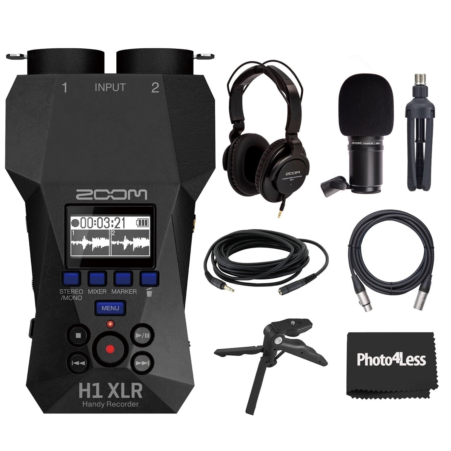 Zoom H1 XLR Handy Recorder, Bundle with Zoom ZDM-1 Podcast Mic Pack ...