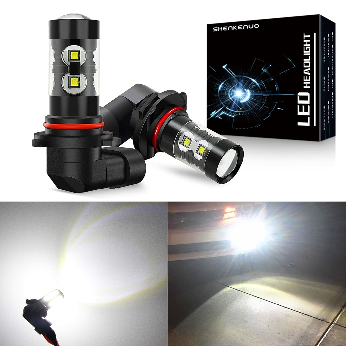 H10 9145 9140 LED Fog Light Bulbs, 6000K Xenon White, Max 50W High ...