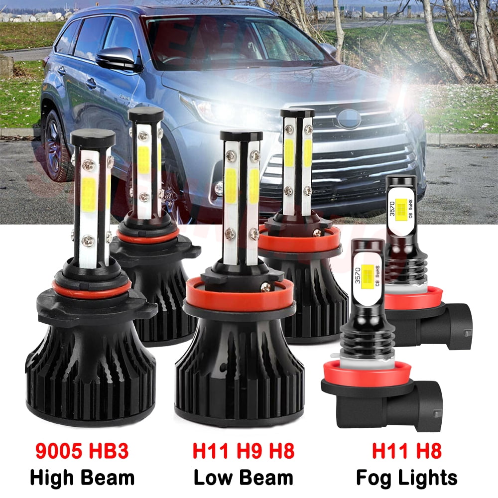 H11 9005 High&Low Beam for Toyota Highlander 2014 2015 2016 2017 2018 2019 LED Headlights Fog ...