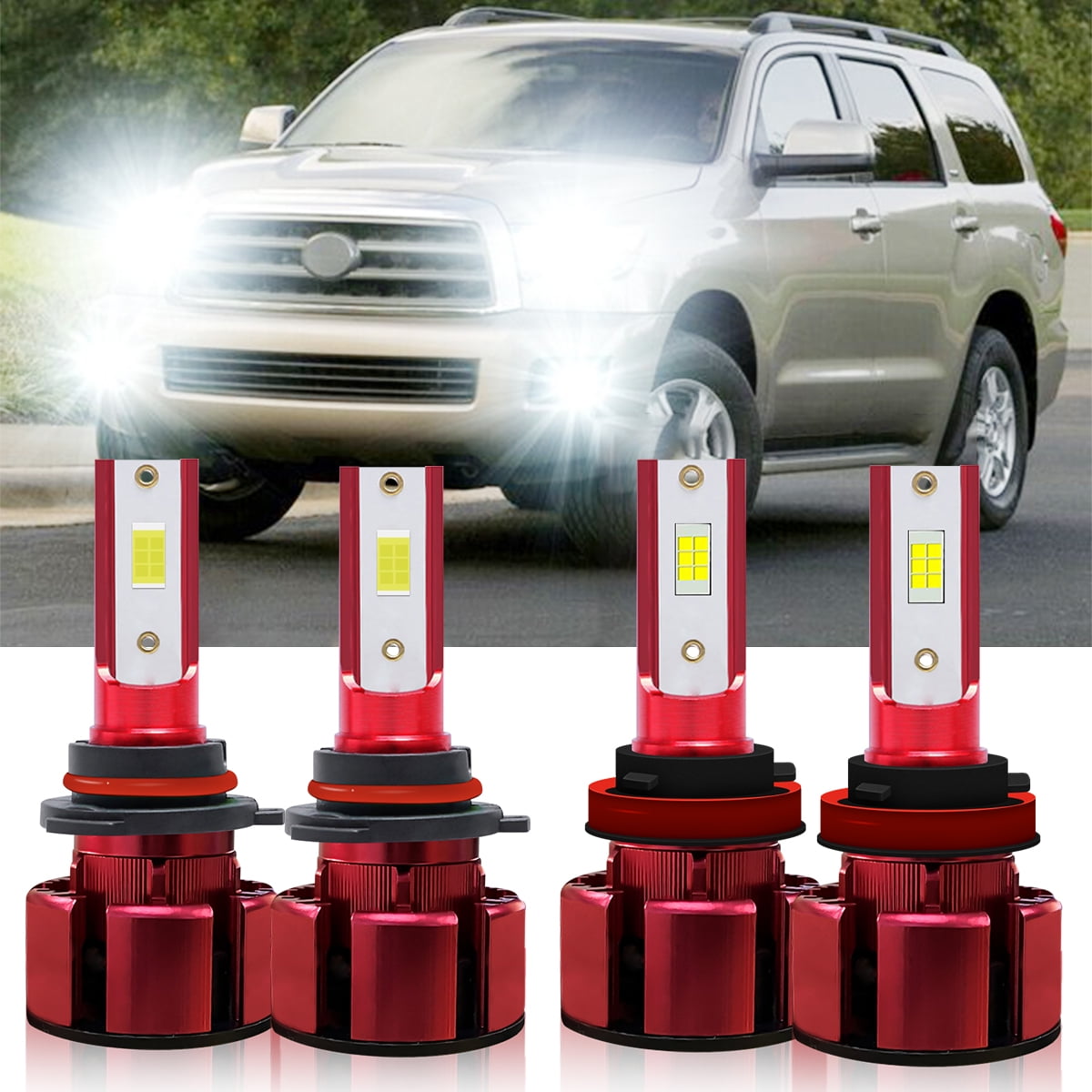 H11 9005 LED Headlight Bulbs for 2008-2018 Toyota Sequoia Low Beam/High ...