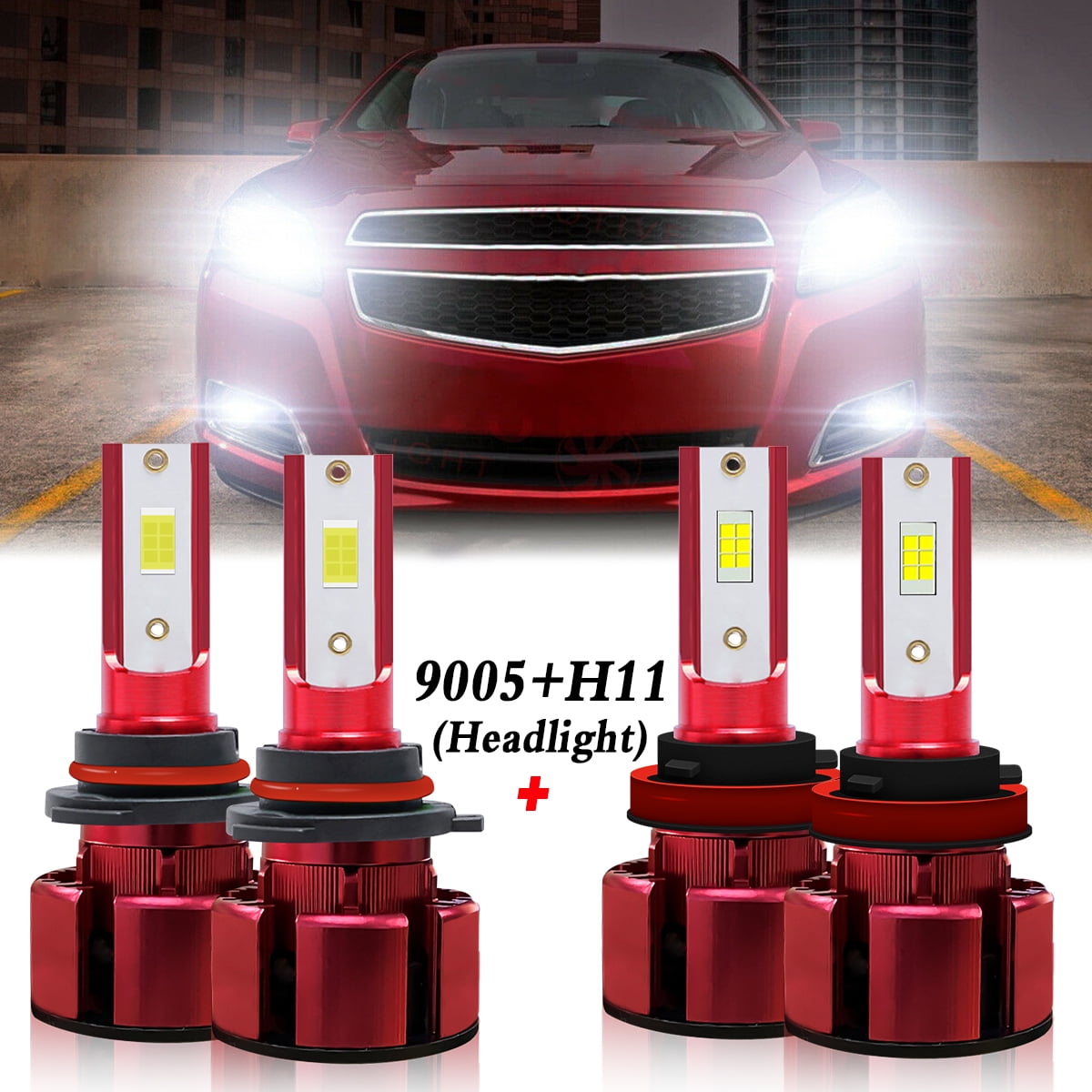 H11 9005 LED Headlight Bulbs for 2013 2020 Chevrolet Malibu Low Beam High Beam Lights