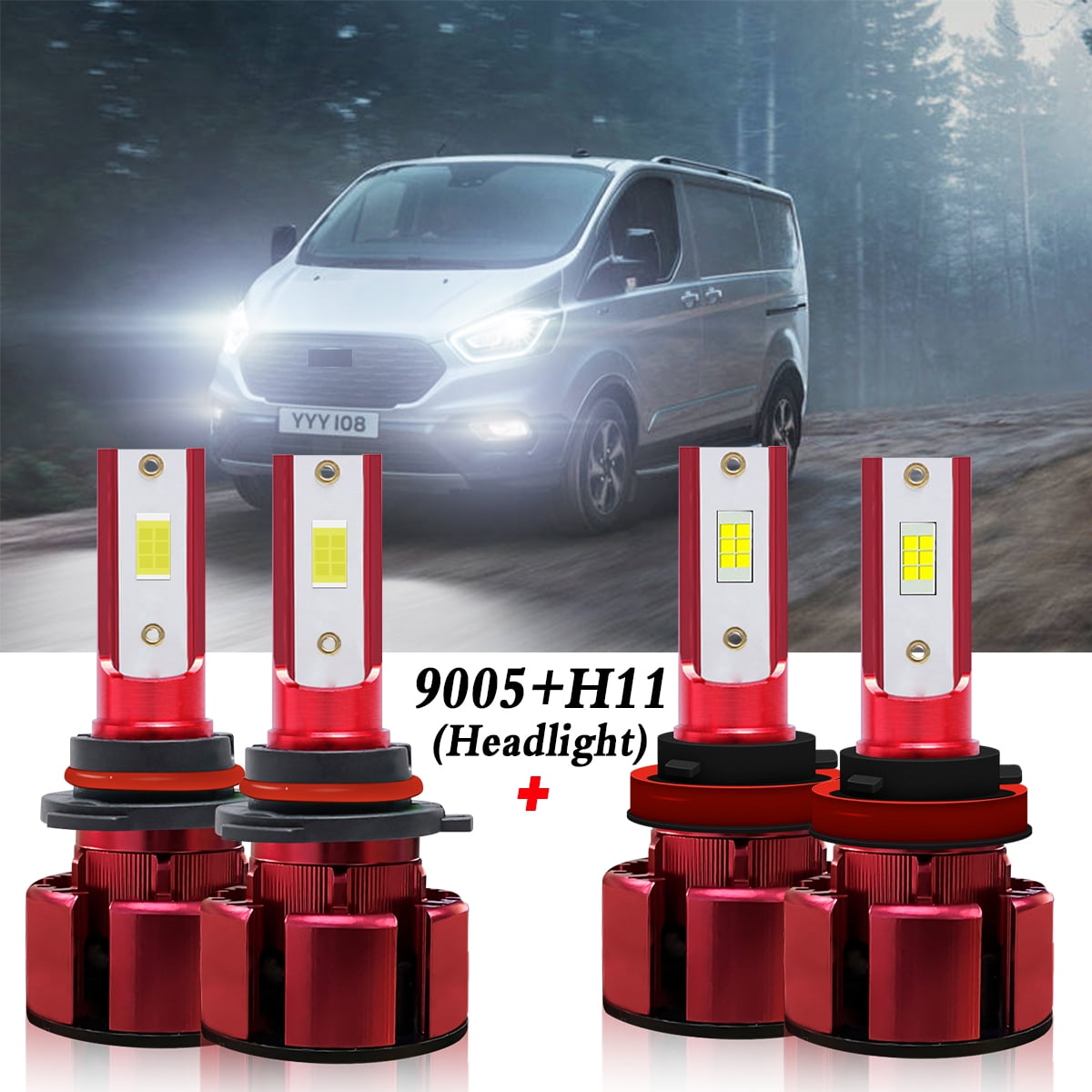 H11 9005 LED Headlight Bulbs for 2016-2020 Ford Transit 350 Low Beam ...