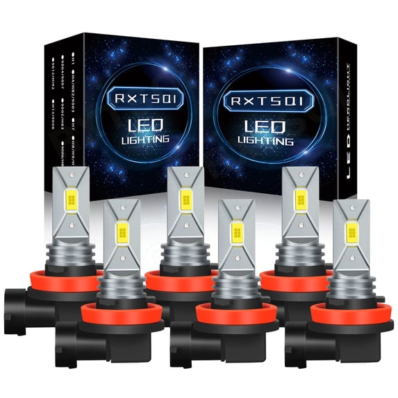 H11+H11+H11 LED Headlight High Low Beam Bulbs and LED Fog Light Bulbs ...