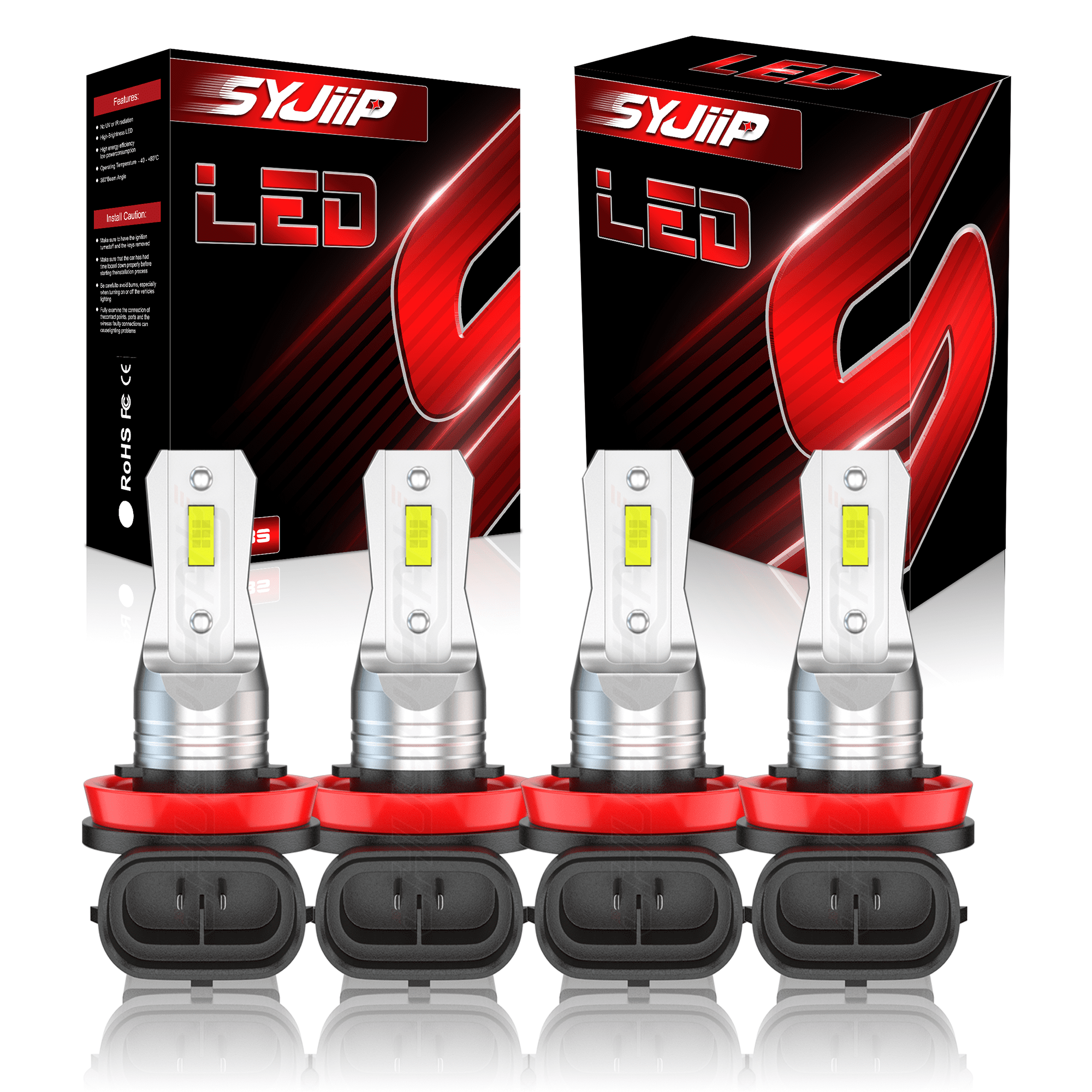 H11+H11/H8 LED Headlight Hi/Lo Beam Bulbs Combo H9 H11 Kit 6000K Plug ...