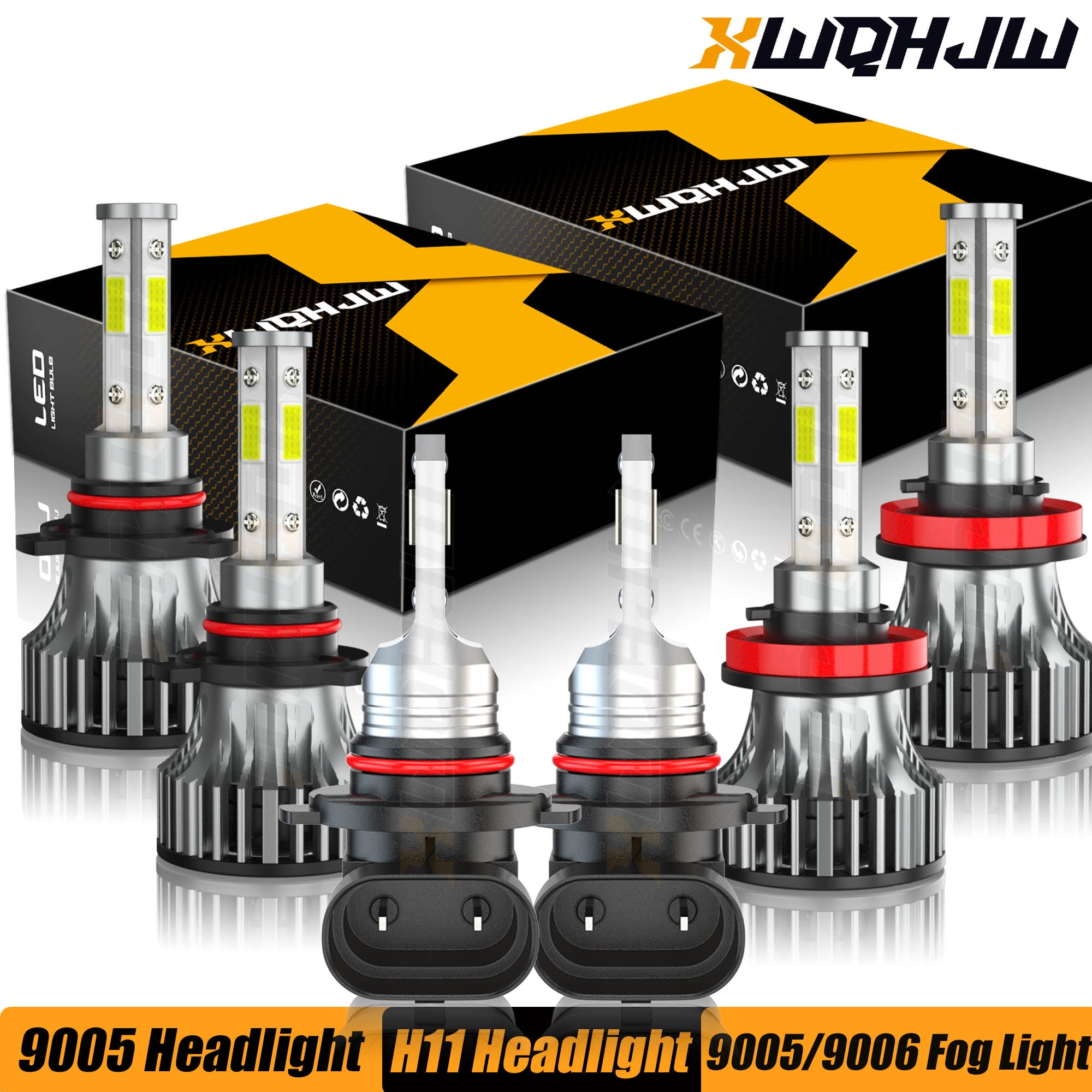 H11/H8 + 9005/H10 + 9005/9006 Led Bulbs Combo High Low Beams Foglight ...
